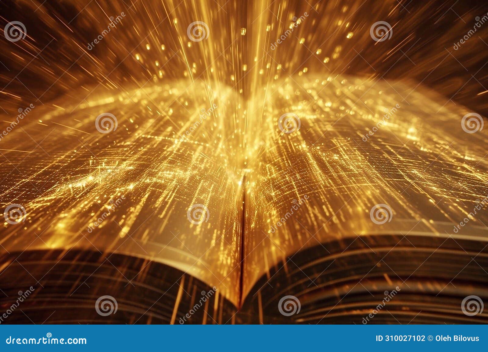 Open Book with Golden Rays of Light and Bokeh Effect - Stock ...