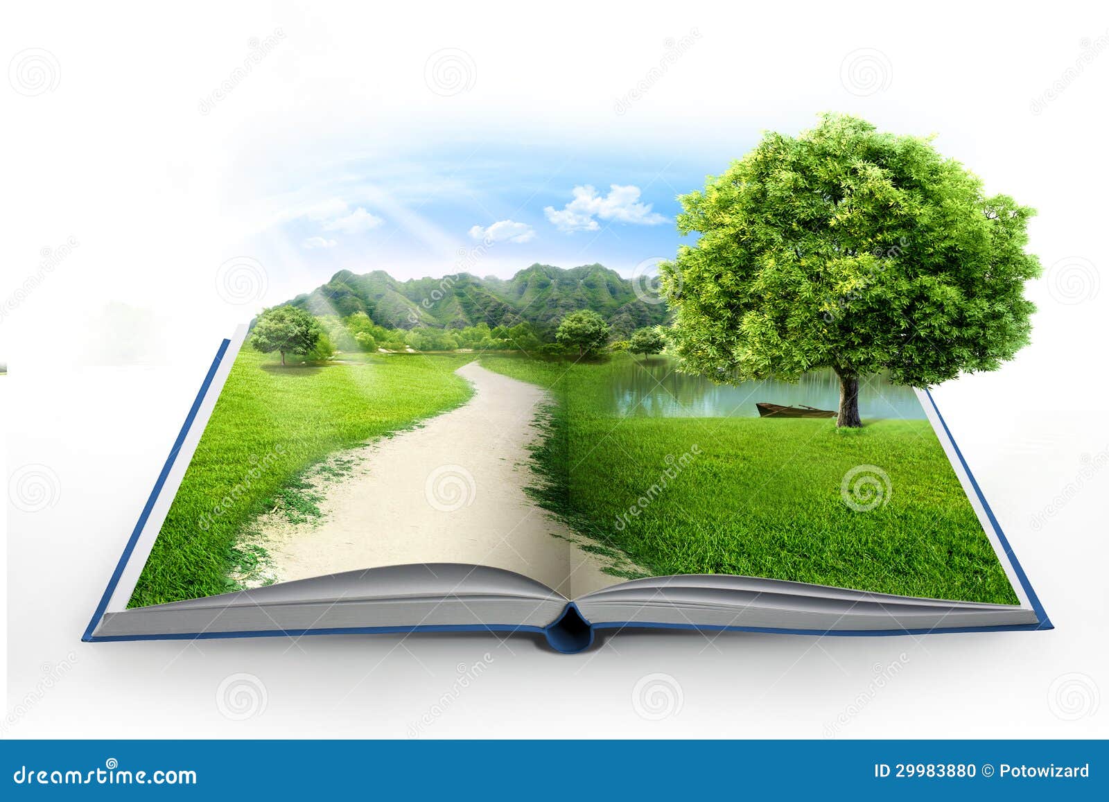 Open Book with Green Nature Stock Illustration - Illustration of ...