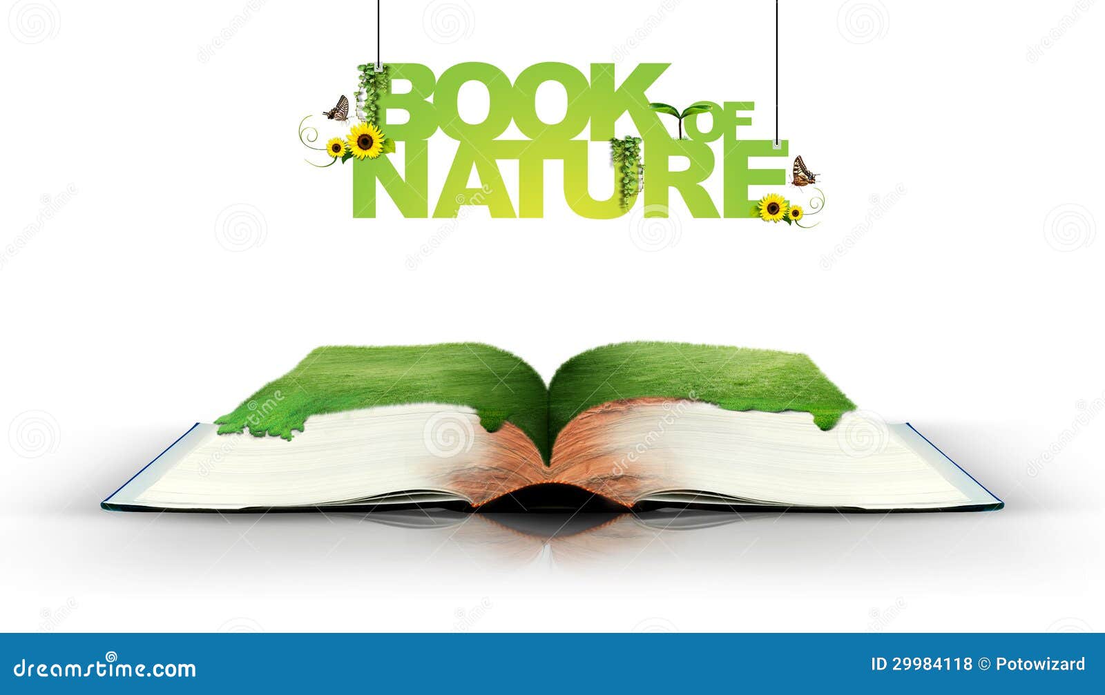 Open Book with Green Nature Stock Illustration - Illustration of check ...