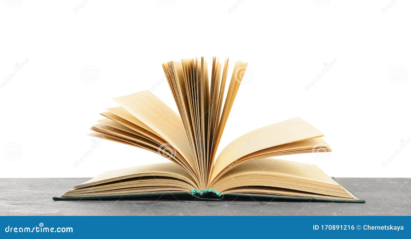 Open Book on Grey Stone Table Against Background Stock Photo - Image of ...