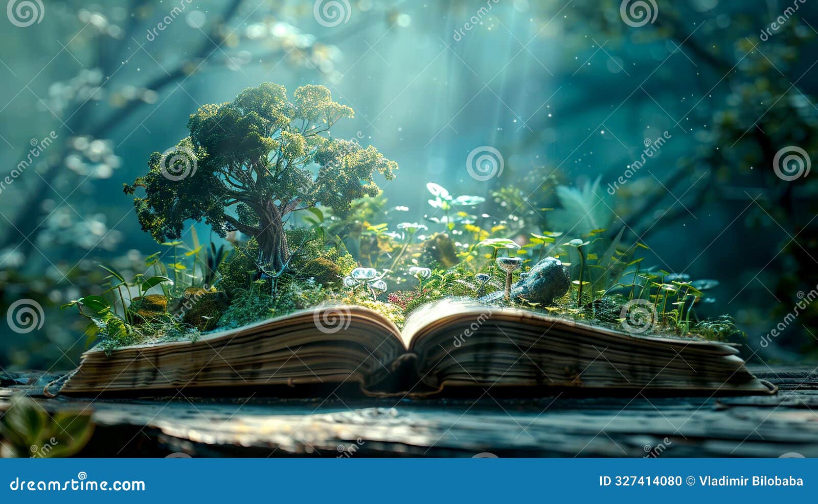 Open Book With Growing Miniature Forest Stock Photography ...