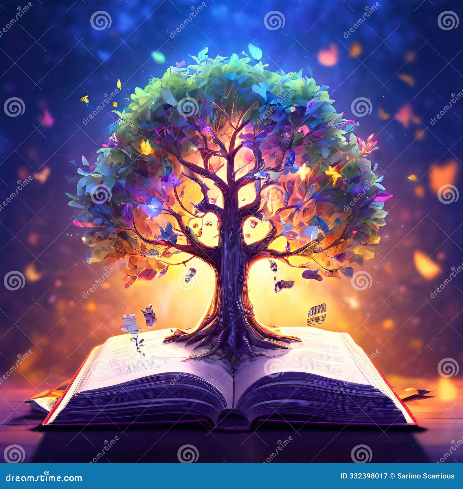 Open Book with Growing Tree Stock Illustration - Illustration of wisdom ...
