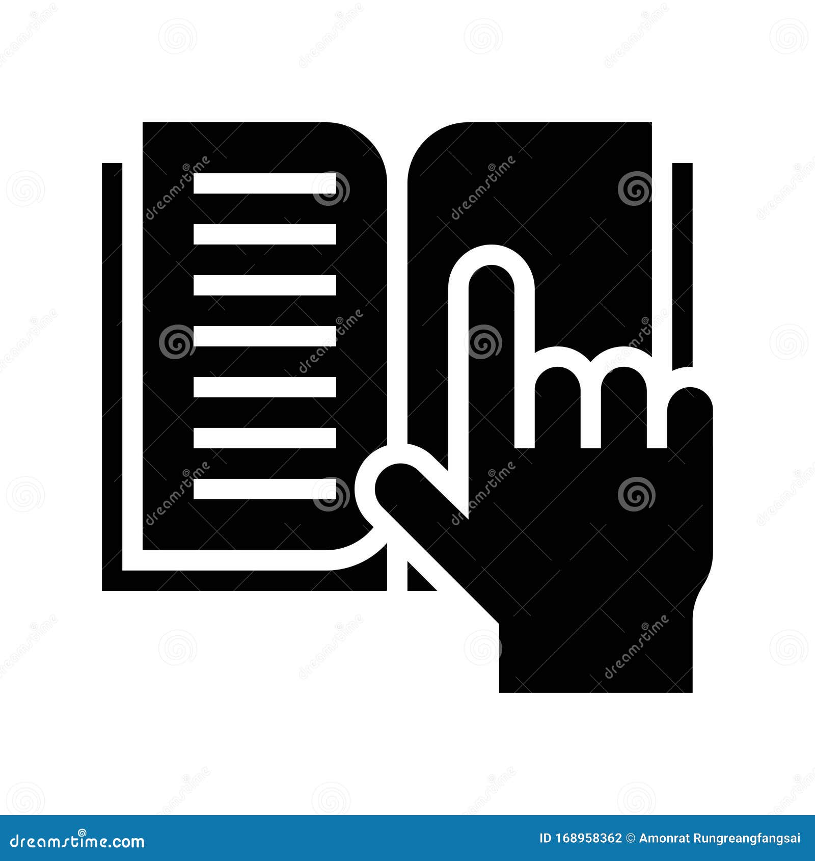 Open Book with Hand Pointing, Solid Style Icon Stock Vector ...