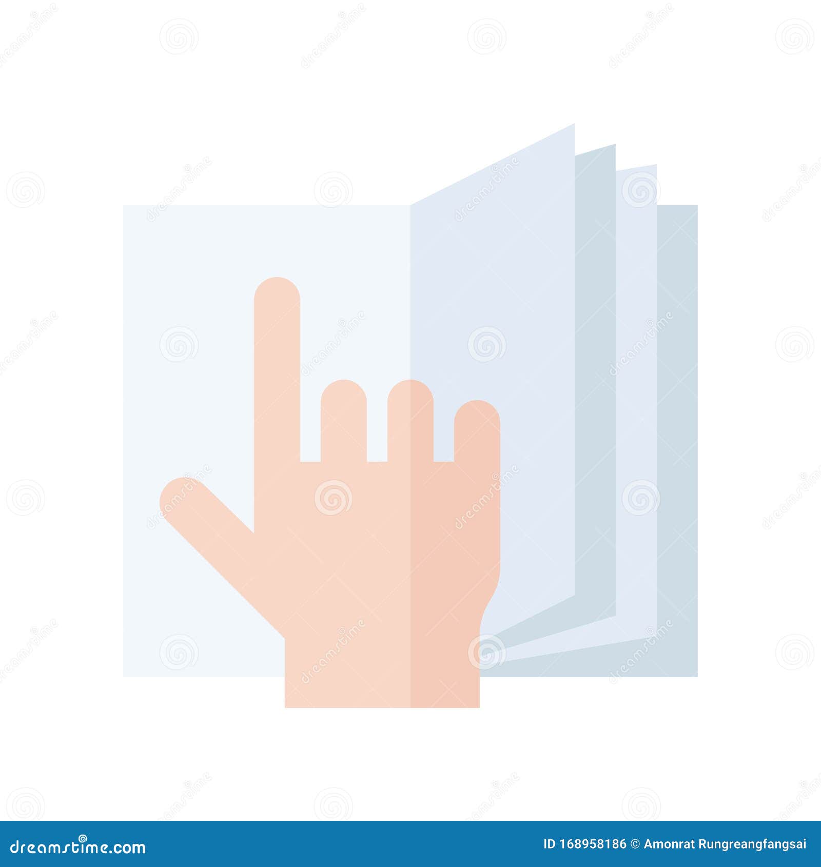Open Book with Hand Pointing Vector Illustration, Flat Style Icon Stock ...