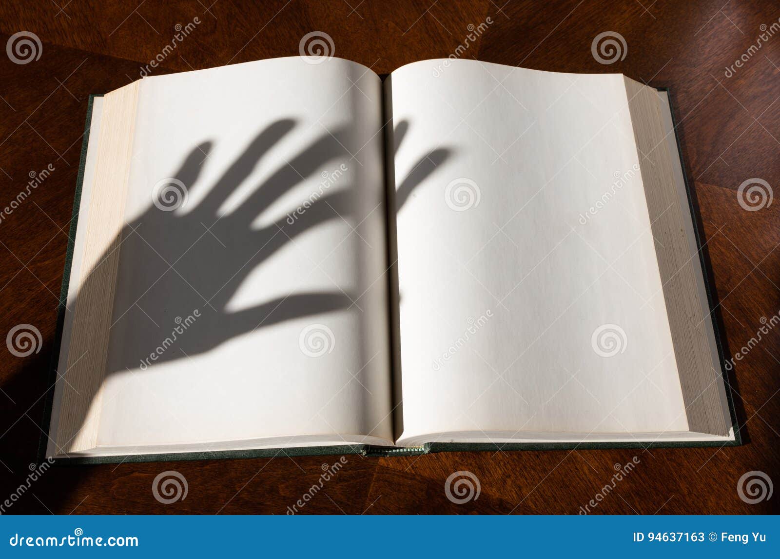 An Open Book and Hand Shadow Stock Image - Image of concept, protection ...