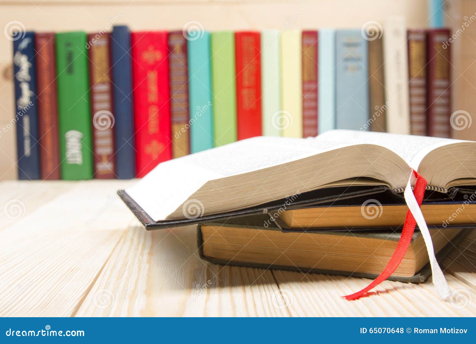 Open Book, Hardback Books on Wooden Table. Back To Stock Photo - Image ...