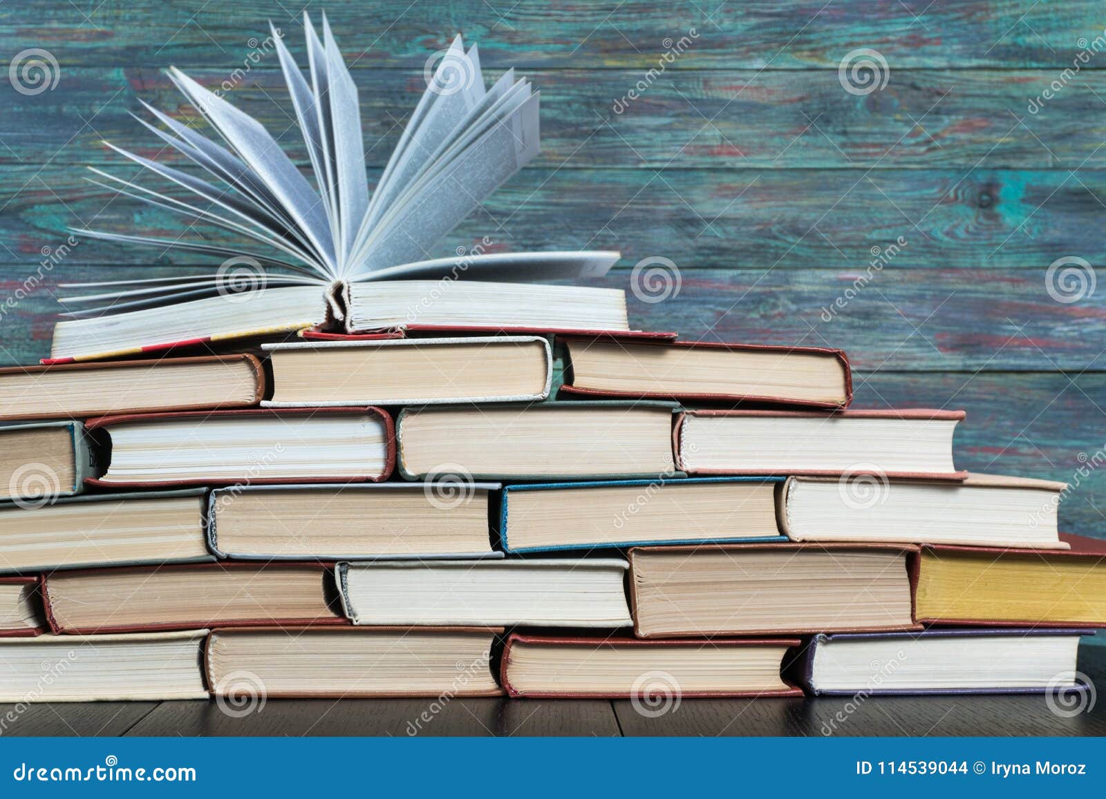 Open Book Hardback on Stack Books Stock Photo - Image of copy ...