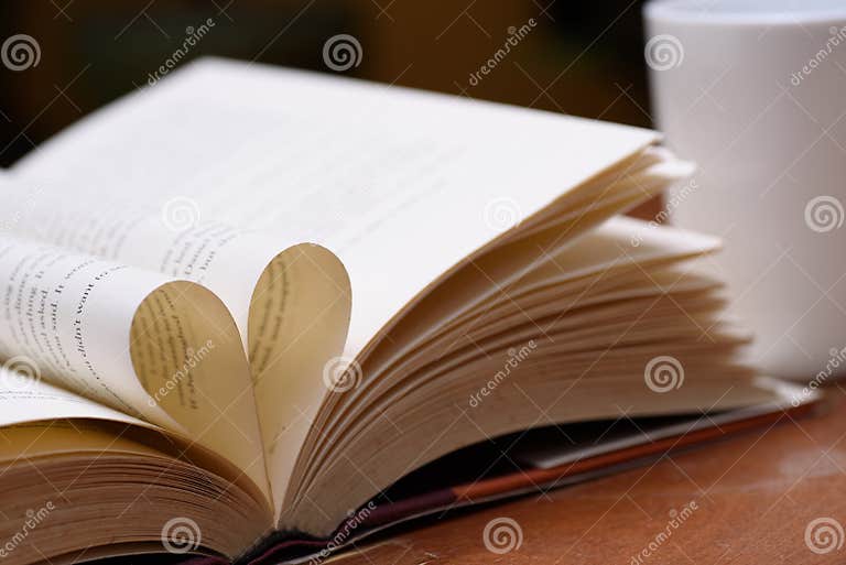 Open Book with Heart Shape Page Stock Photo - Image of learn, leaf ...