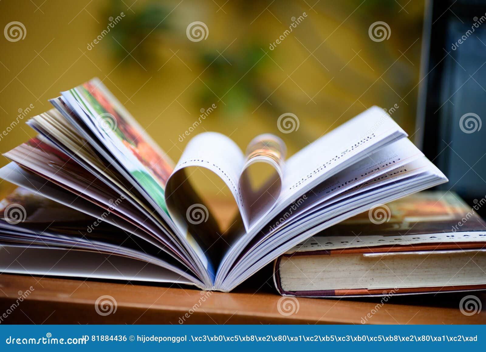 Open Book with Heart Shape Page Stock Photo - Image of light, romantic ...