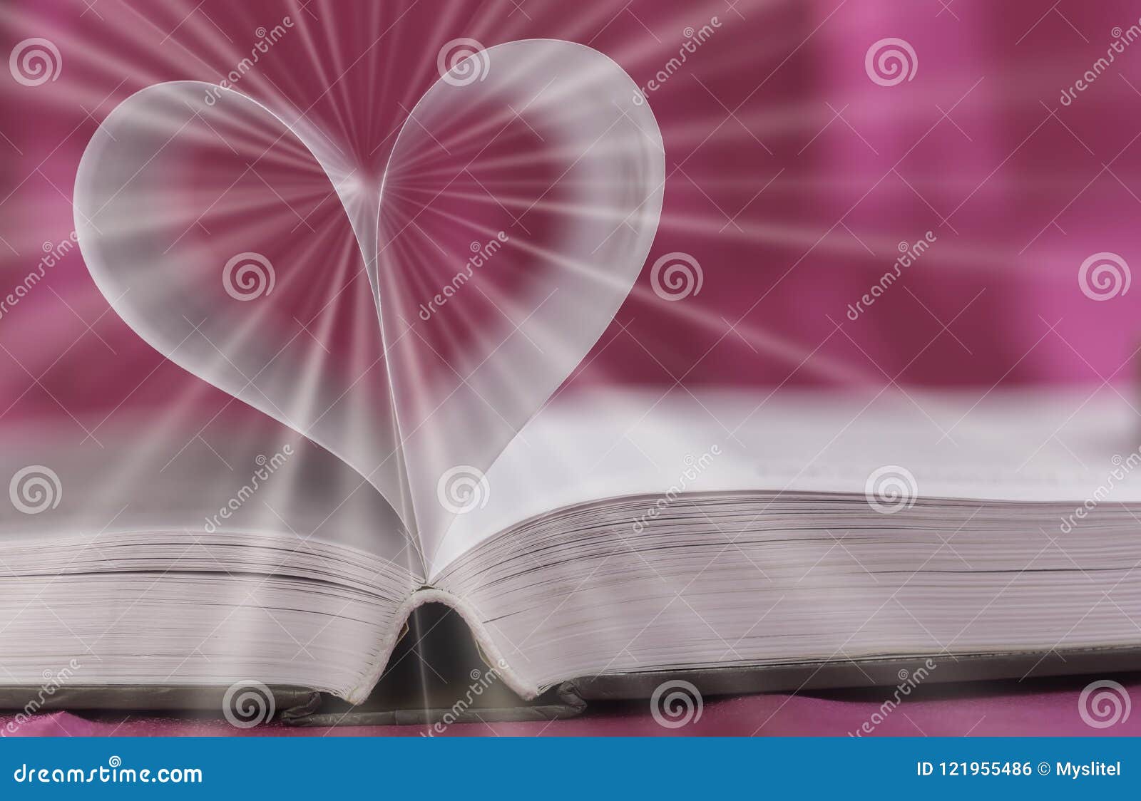 Open book with heart shape stock photo. Image of radiance - 121955486