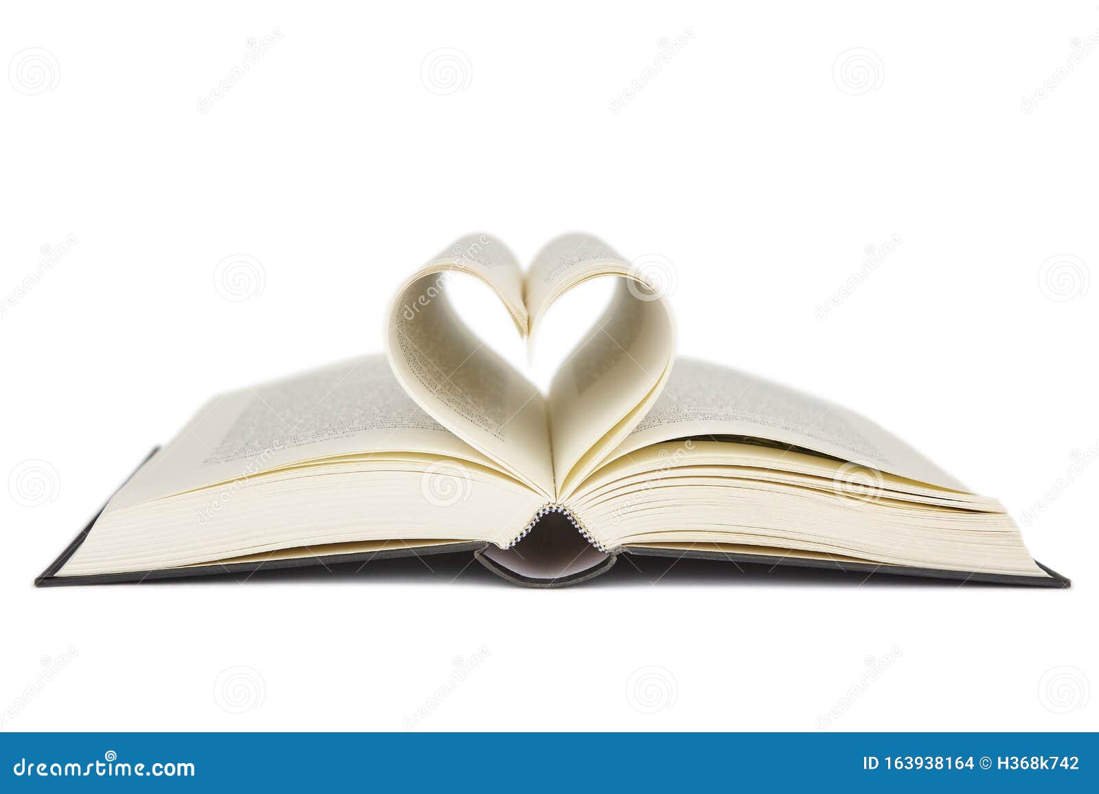 Open Book with Heart Shaped Pages. Love for Reading Stock Photo - Image ...