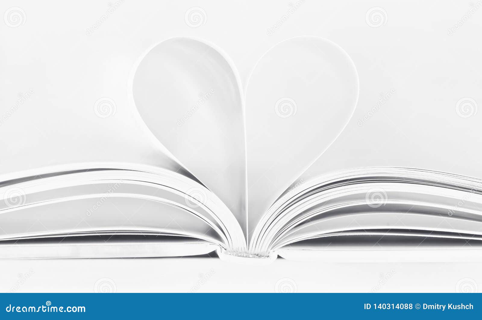 Open Book with Heart Shaped Pages on White Stock Photo - Image of ...