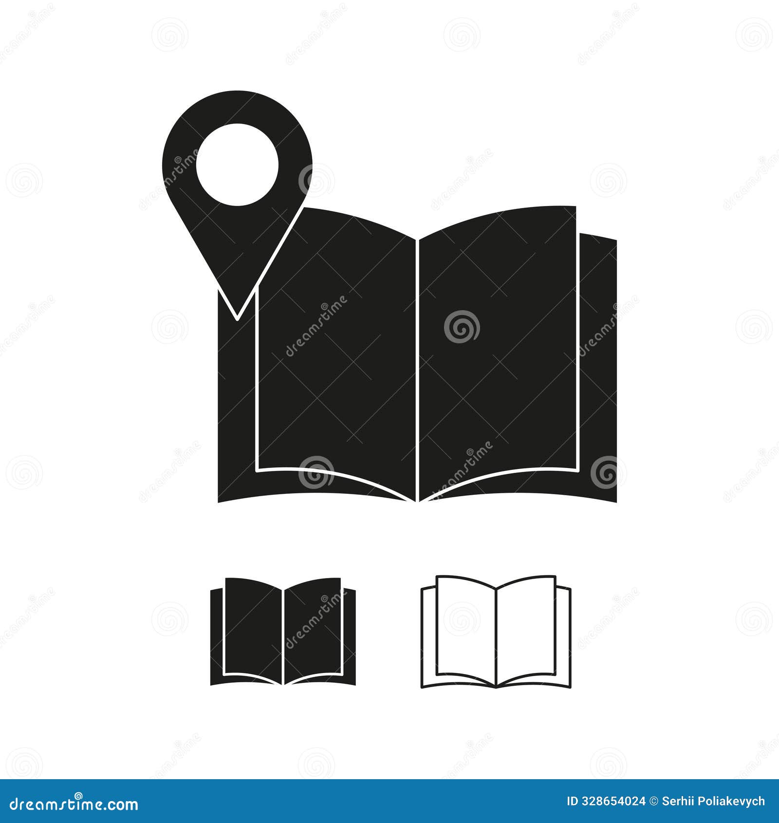 Open Book Icon. Map Location Symbol. Vector Graphic Element. Simple ...
