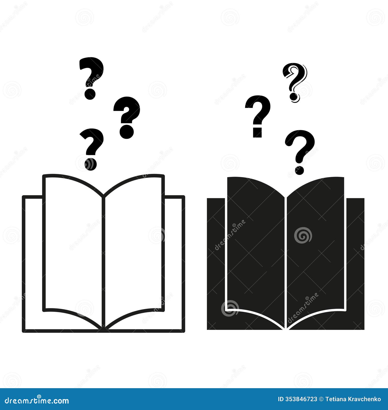 Open Book Icon. Question Mark Symbol. Knowledge Vector Shape. Learning ...