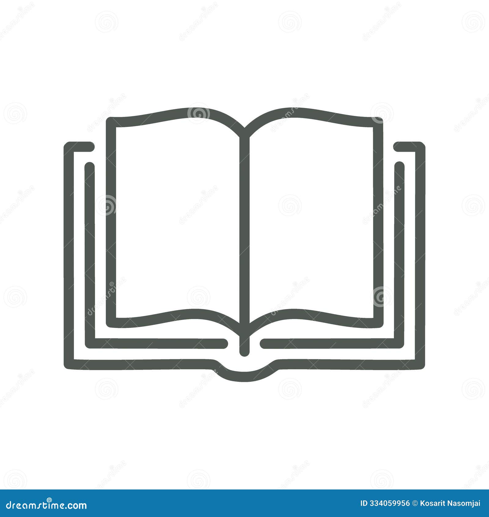 Open Book Icon. Simple Line Drawing of a Book Opened To a Blank Page ...
