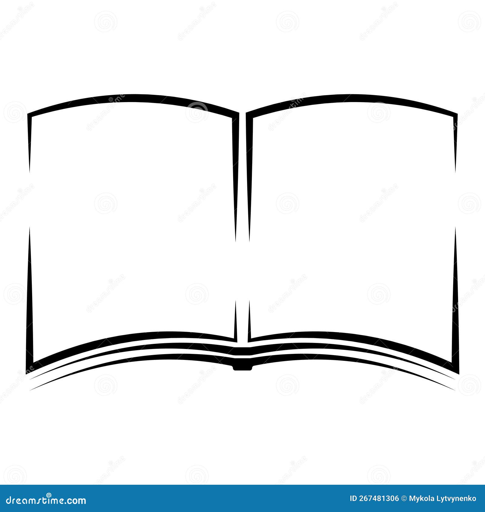 Open Book, Icon, Thin Book Shape, Black Dictionary Design Paper Stock ...