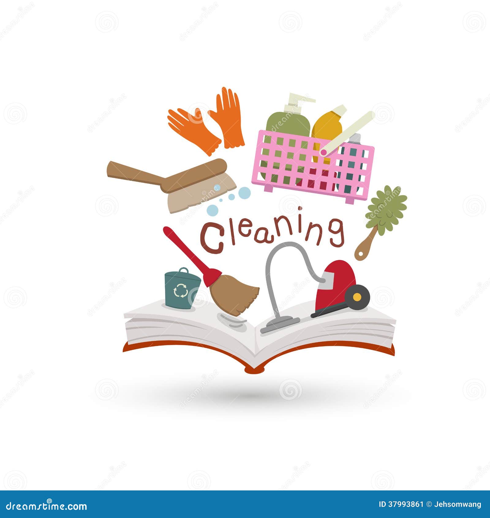 Open Book and Icons of Cleaning Stock Vector - Illustration of ...