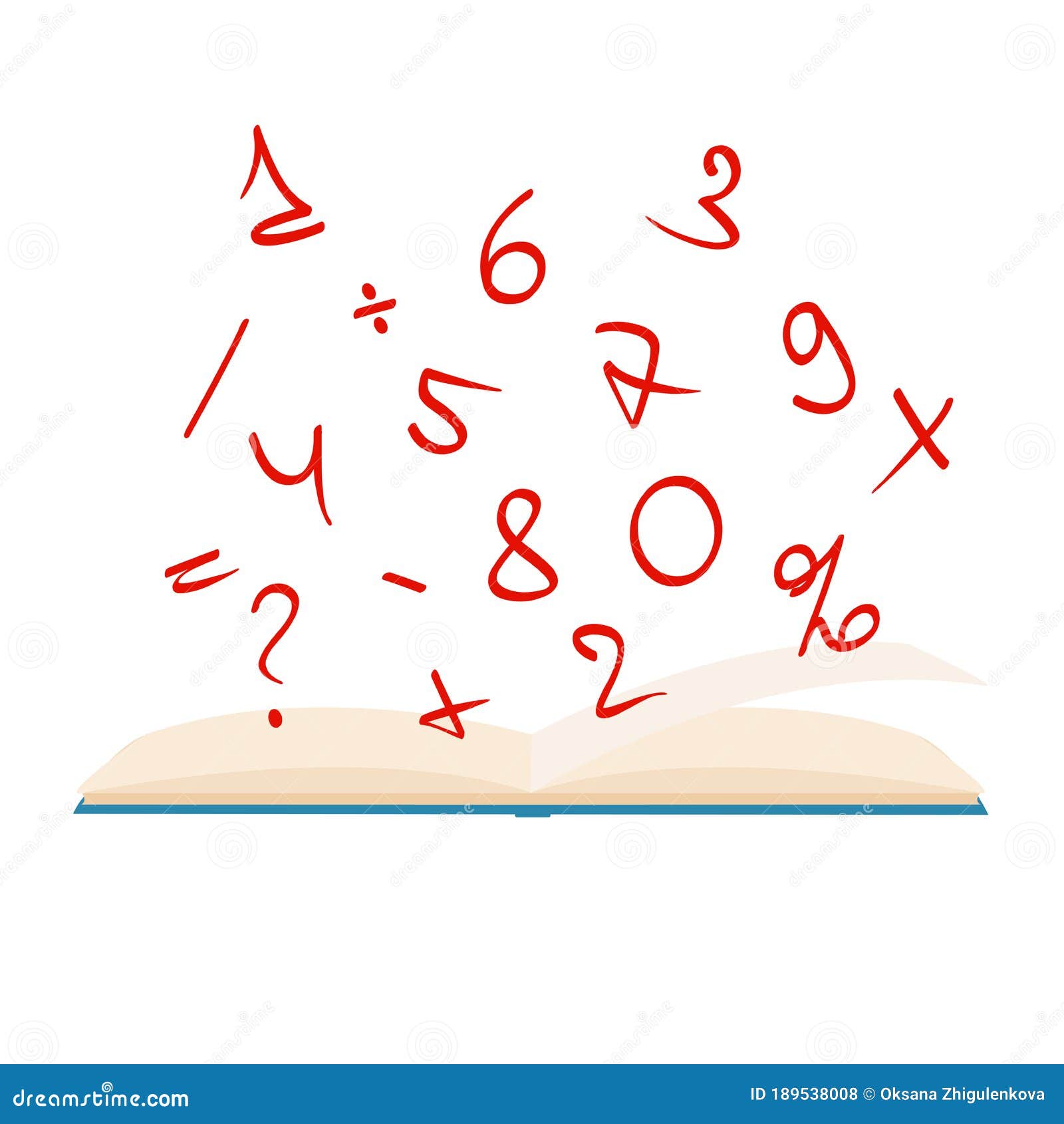 Open Book and Icons of Mathematics. Concept of Education. Numbers in ...