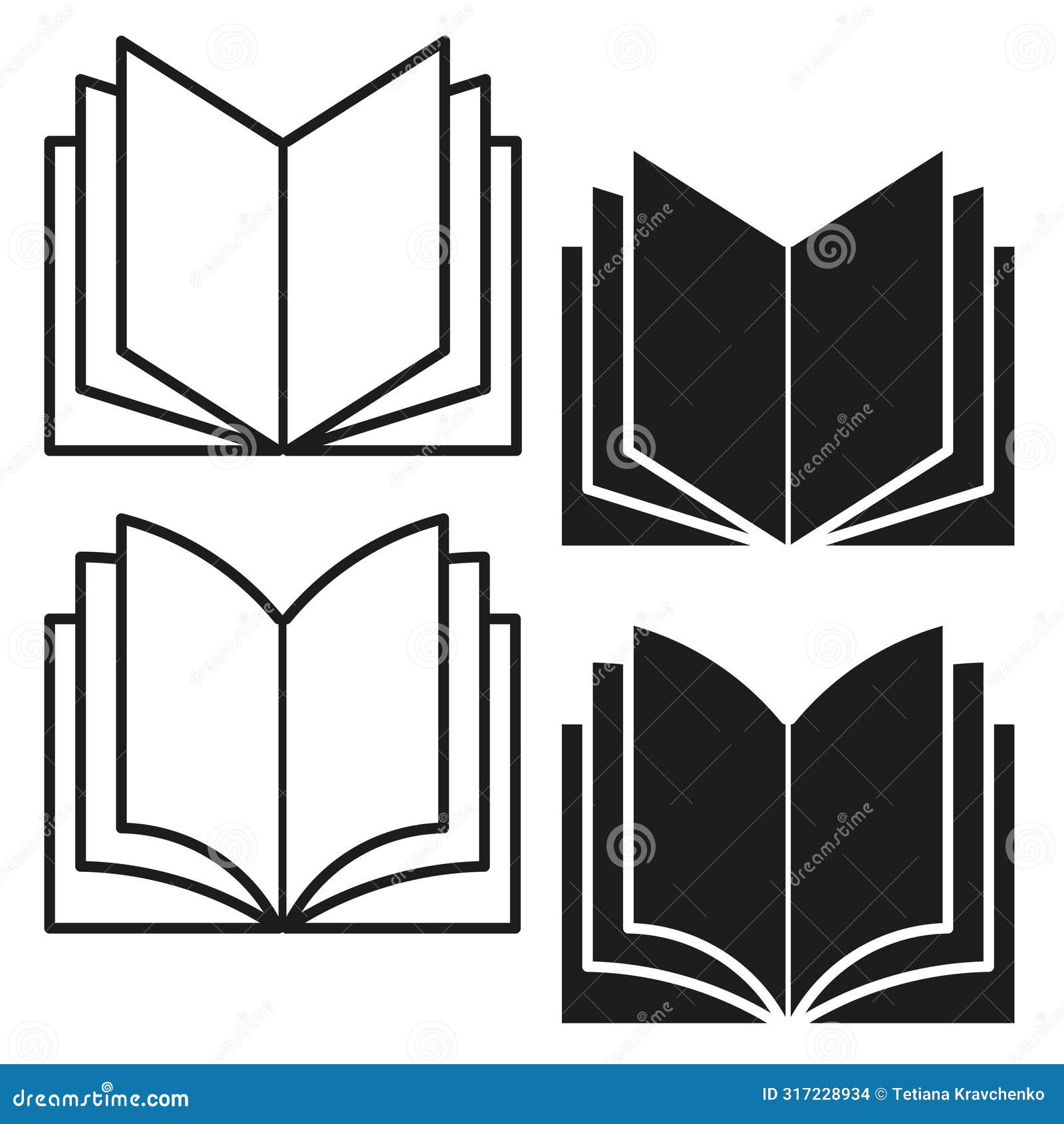Open Book Icons Set. Vector Reading Symbols. Knowledge and Education ...