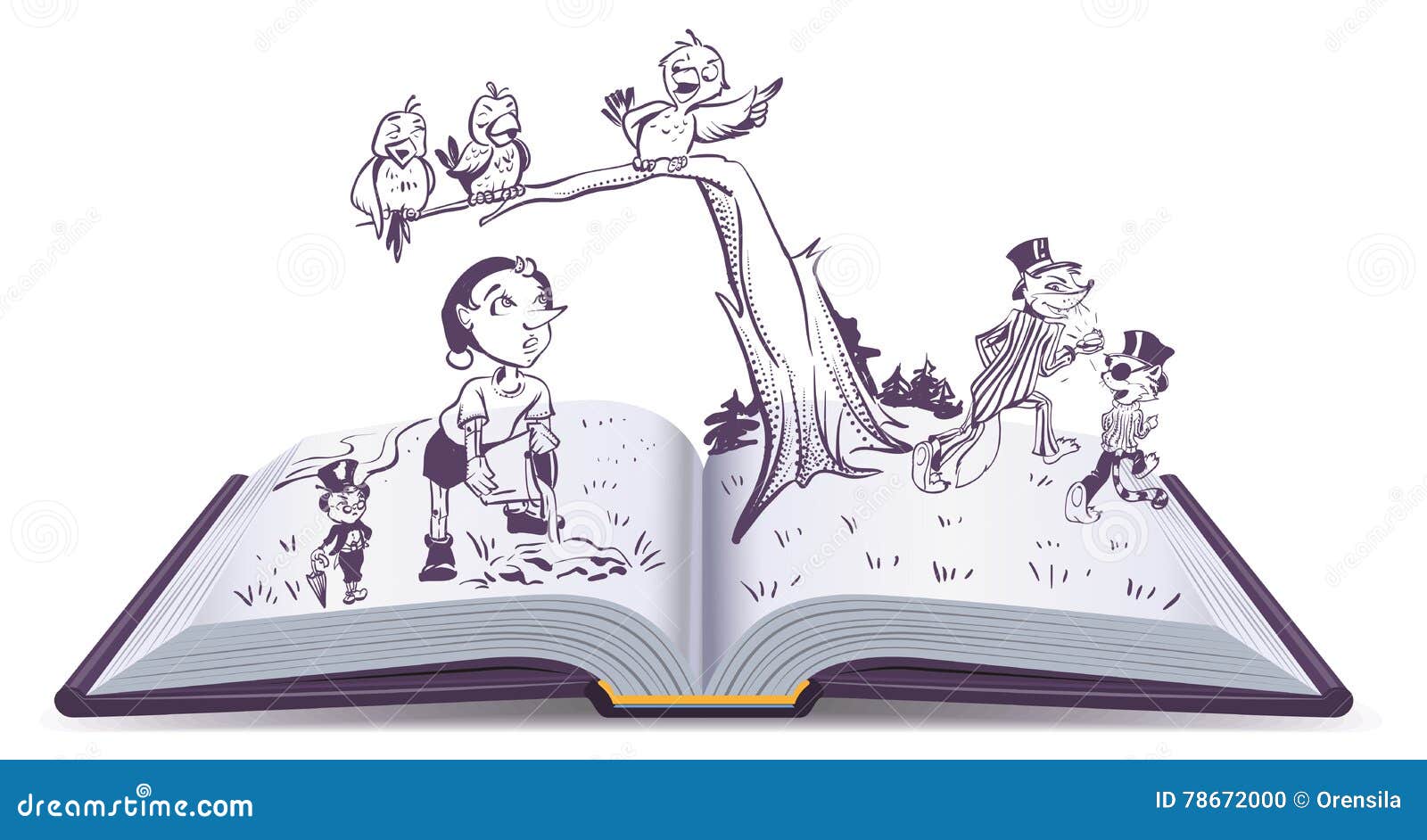 Pinocchio, Bird And Tree Stock Illustration | CartoonDealer.com #30710875