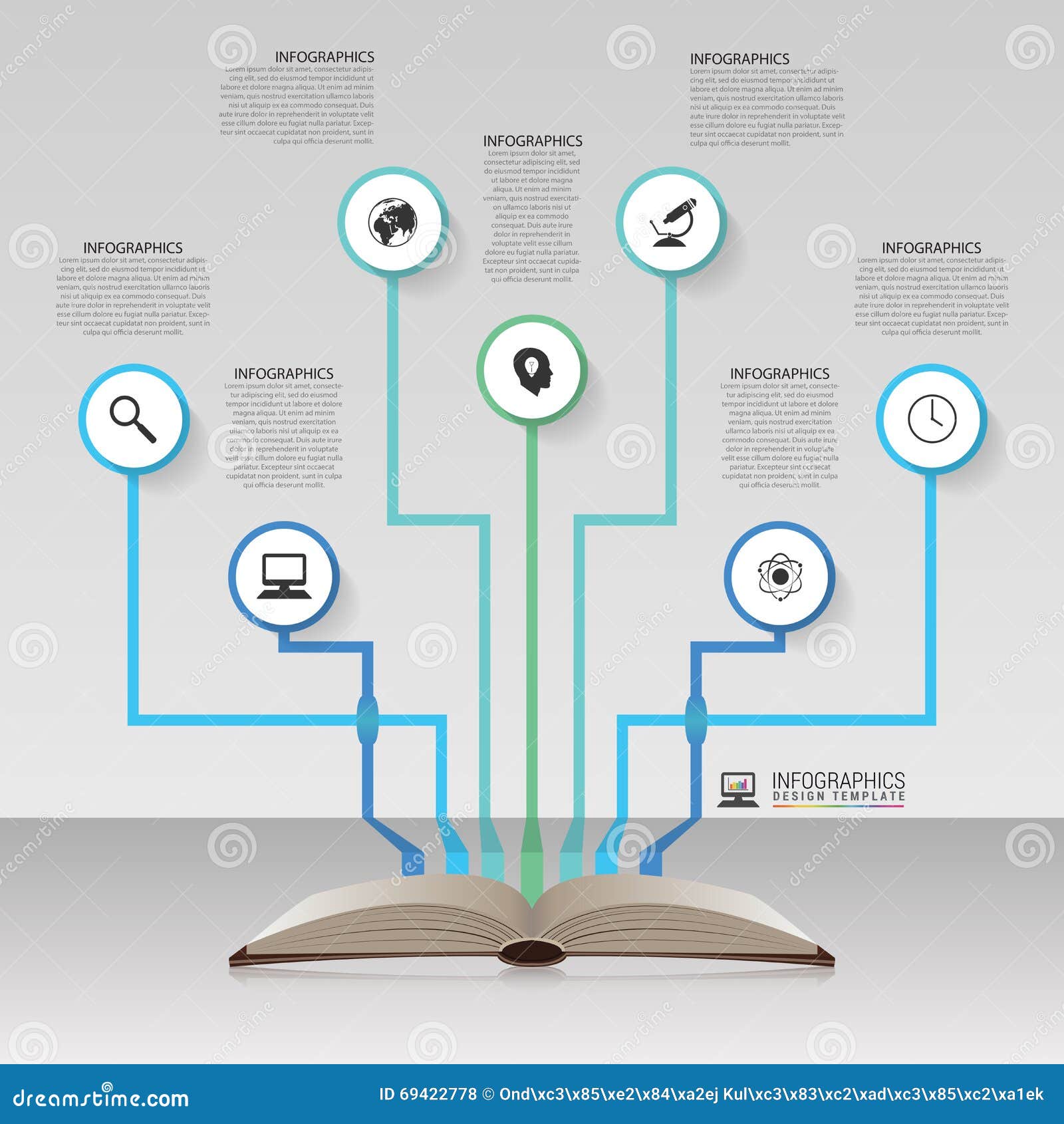 Open Book. Infographic Design Template Stock Vector - Illustration of ...