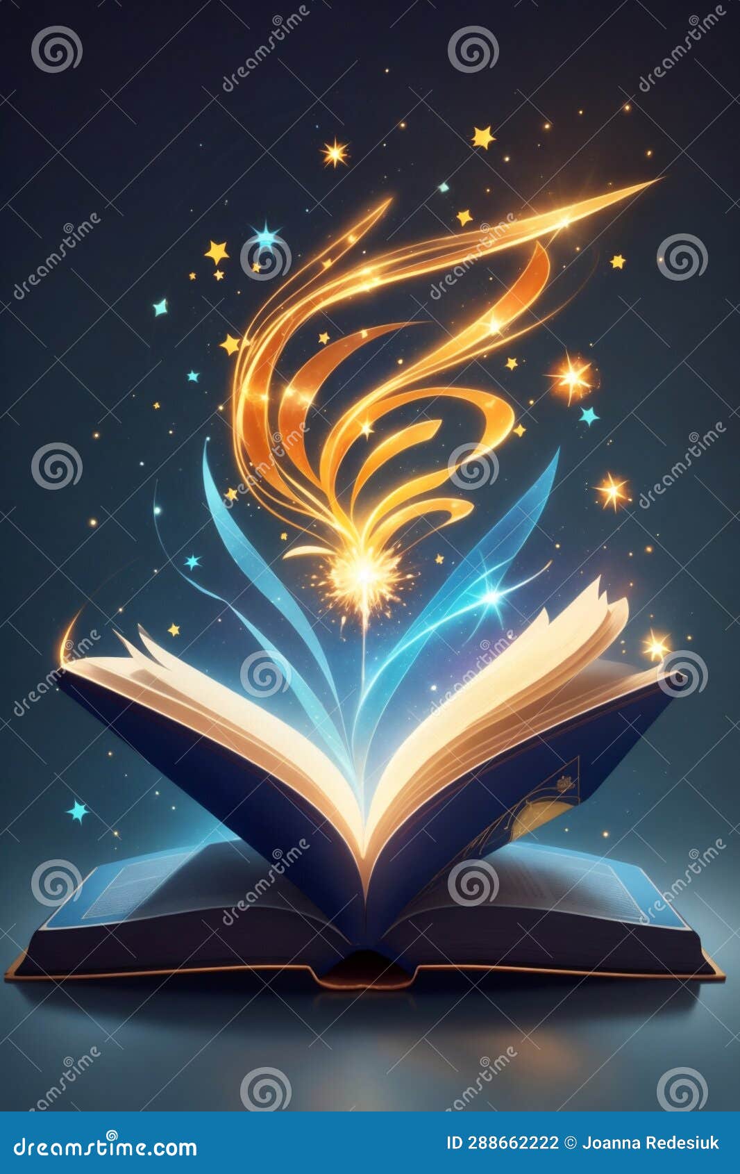 Open Book of Knowledge Hovering Above Her Stock Illustration ...