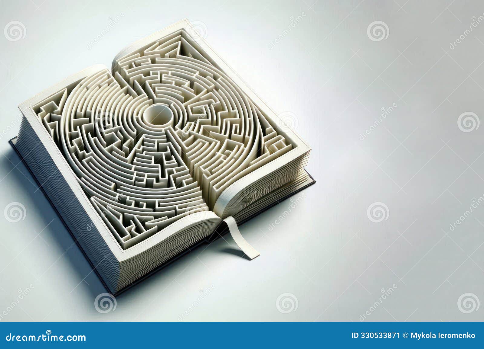 An Open Book with a Labyrinth. Space for Text. Stock Image - Image of ...