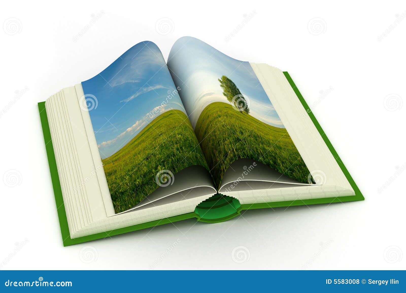 Open Book with a Landscape. Stock Illustration - Illustration of open ...