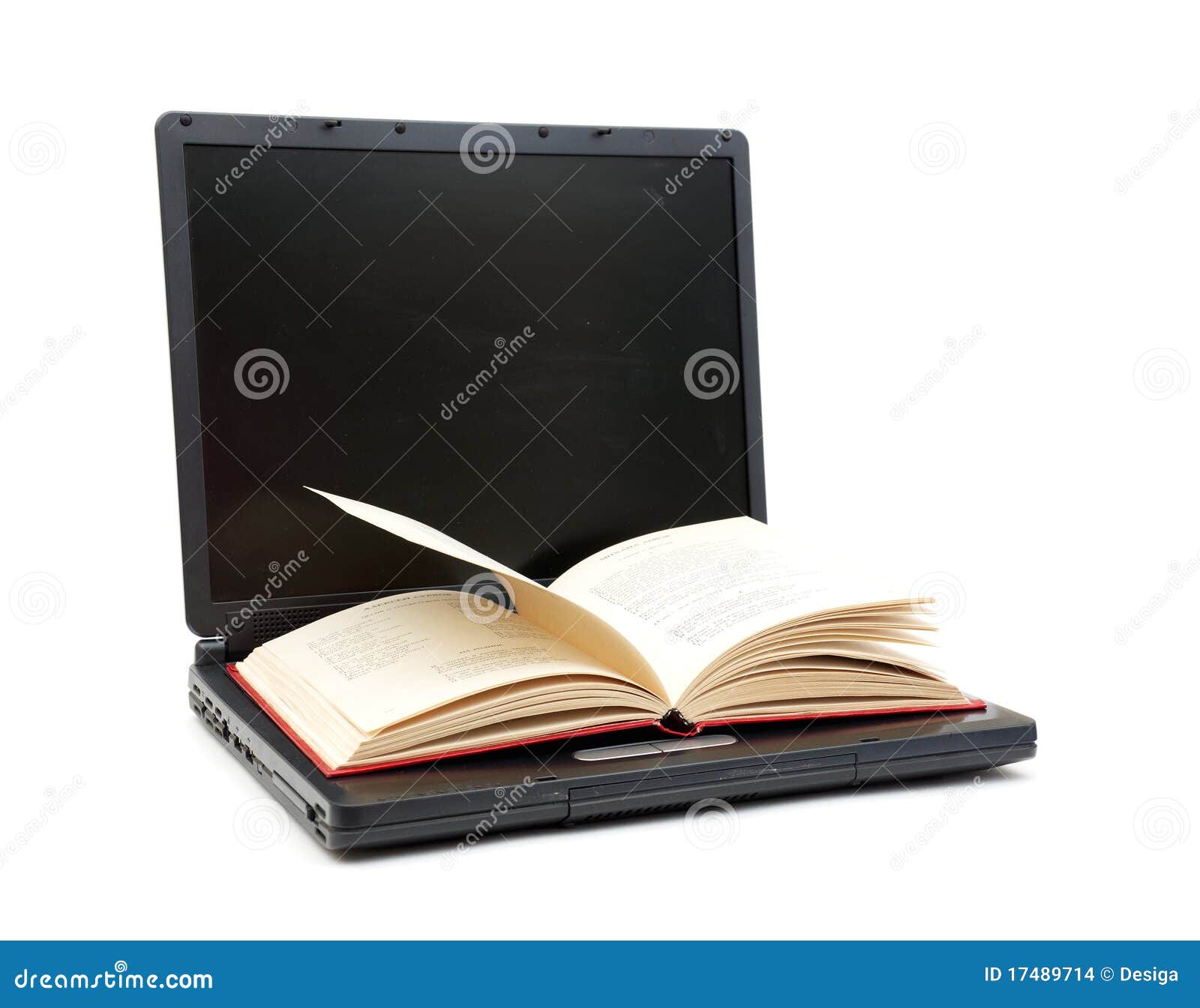 The Open Book Laying on the Laptop Stock Photo - Image of mobile ...