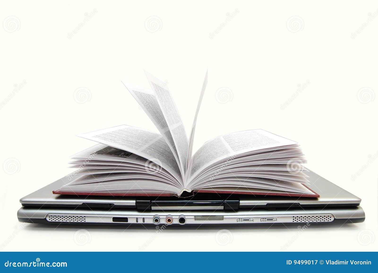 The Open Book Laying on the Laptop Stock Image - Image of send ...
