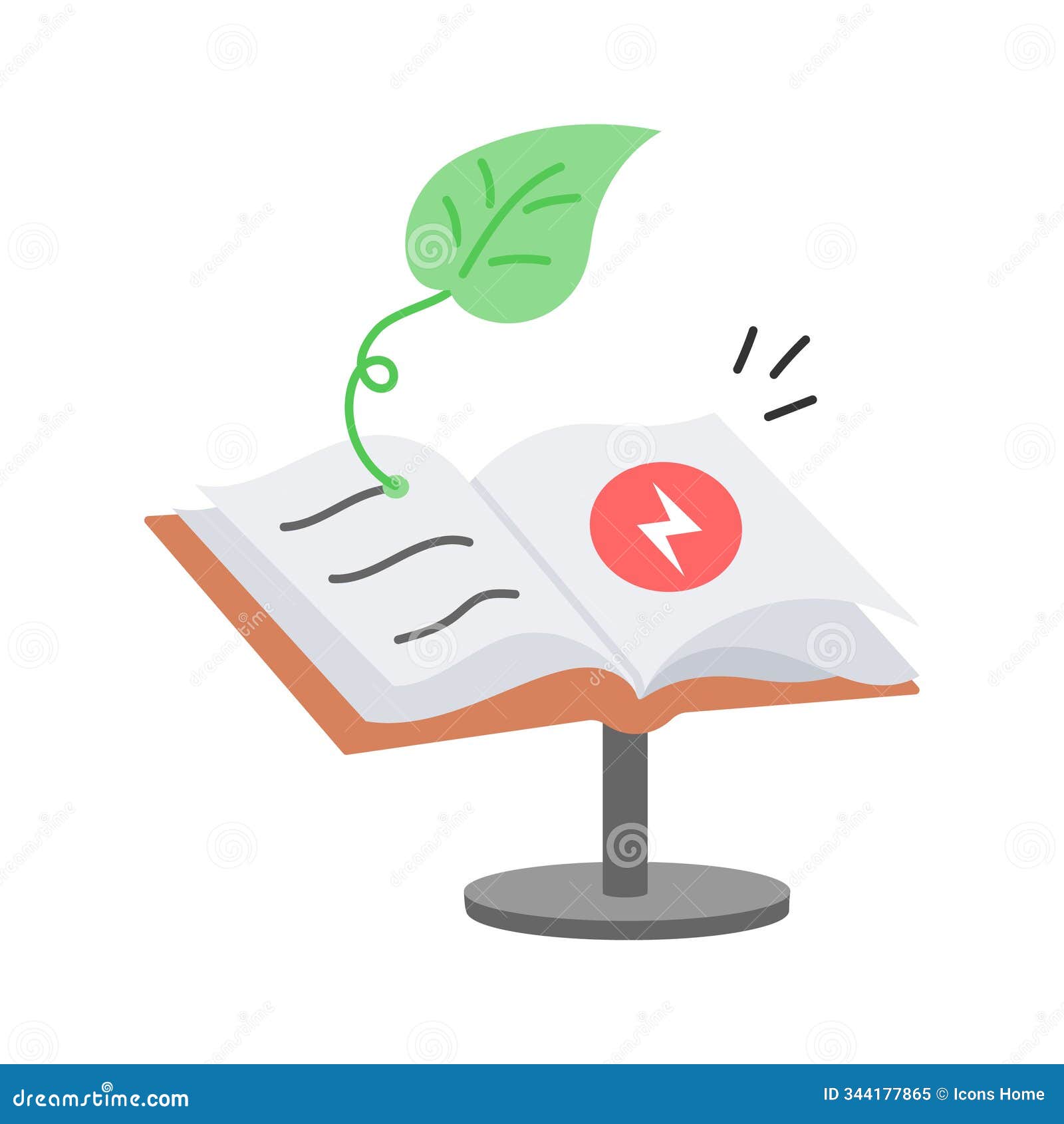Open Book with Leaves, Symbolizing Environmental Education Vector ...