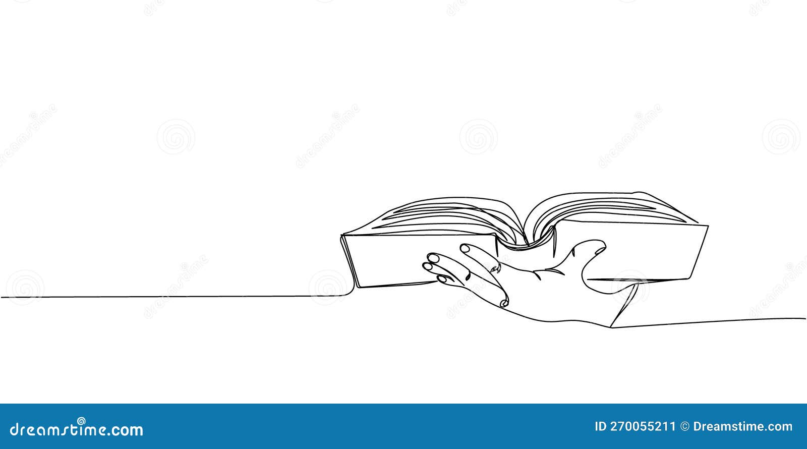 Open Book in Left Hand One Line Art. Continuous Line Drawing of Book ...