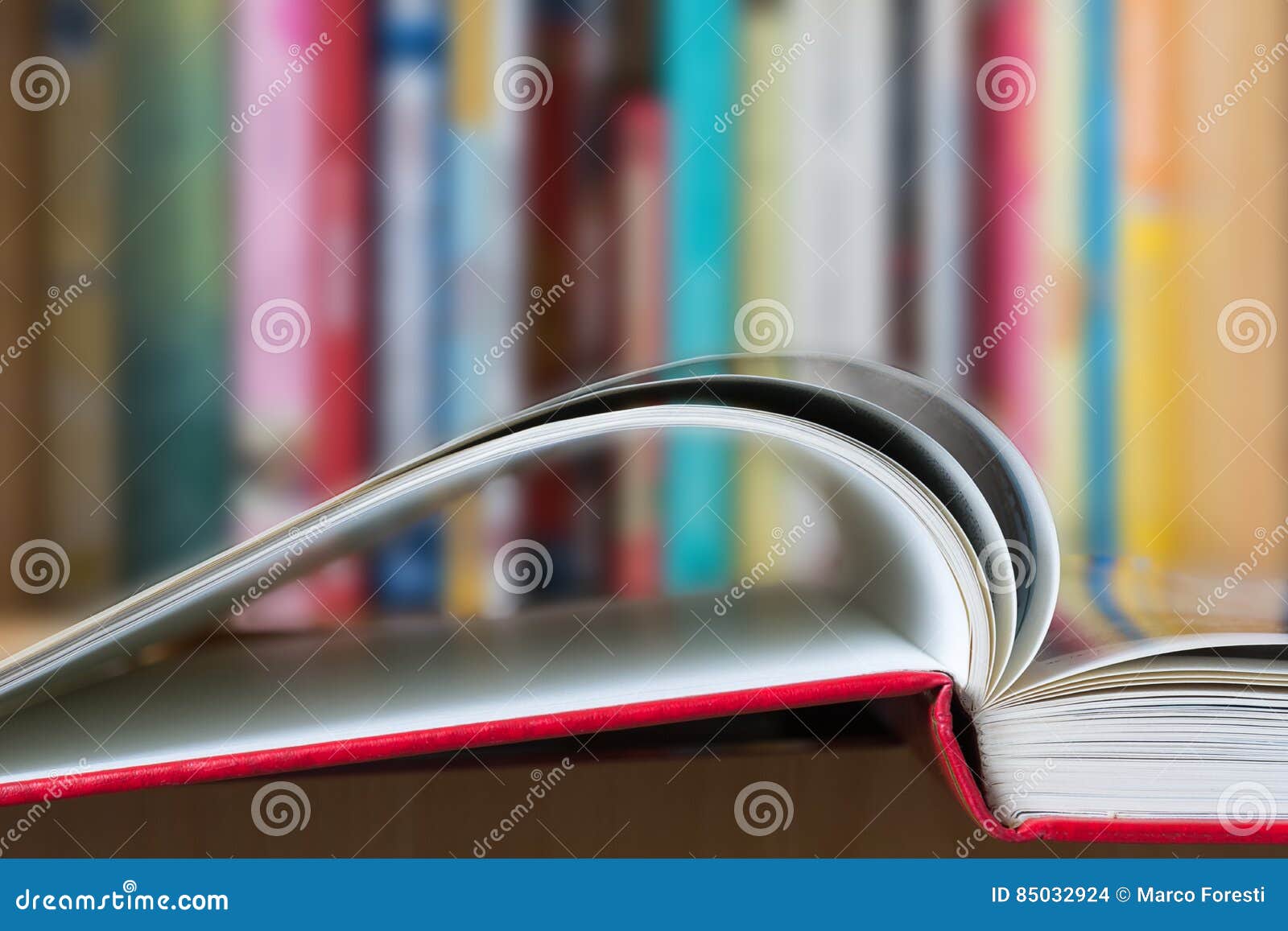 Open Book with a Library in Background Stock Photo - Image of page ...
