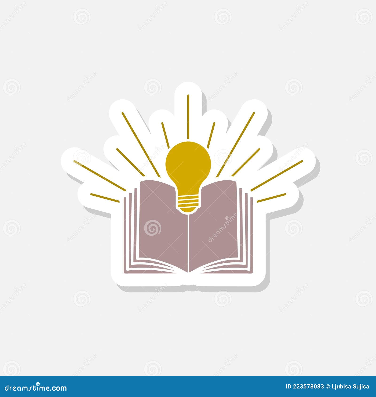 Open Book with Light Bulb Icon on Gray Background Stock Vector ...
