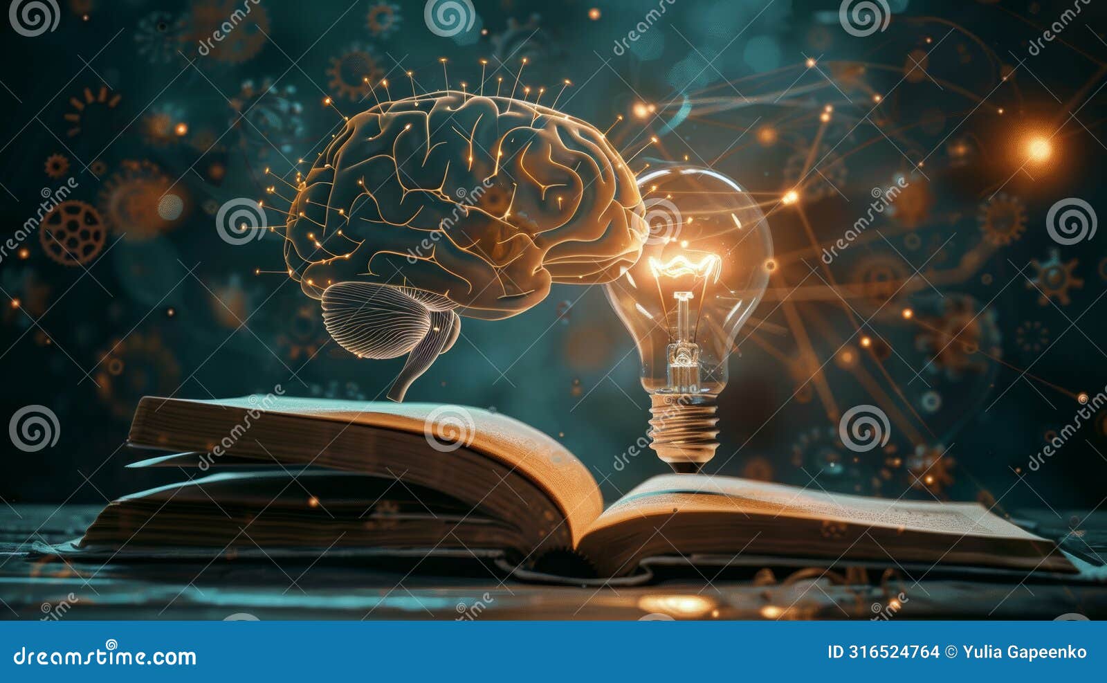 Open Book with Light Bulb stock photo. Image of invention - 316524764