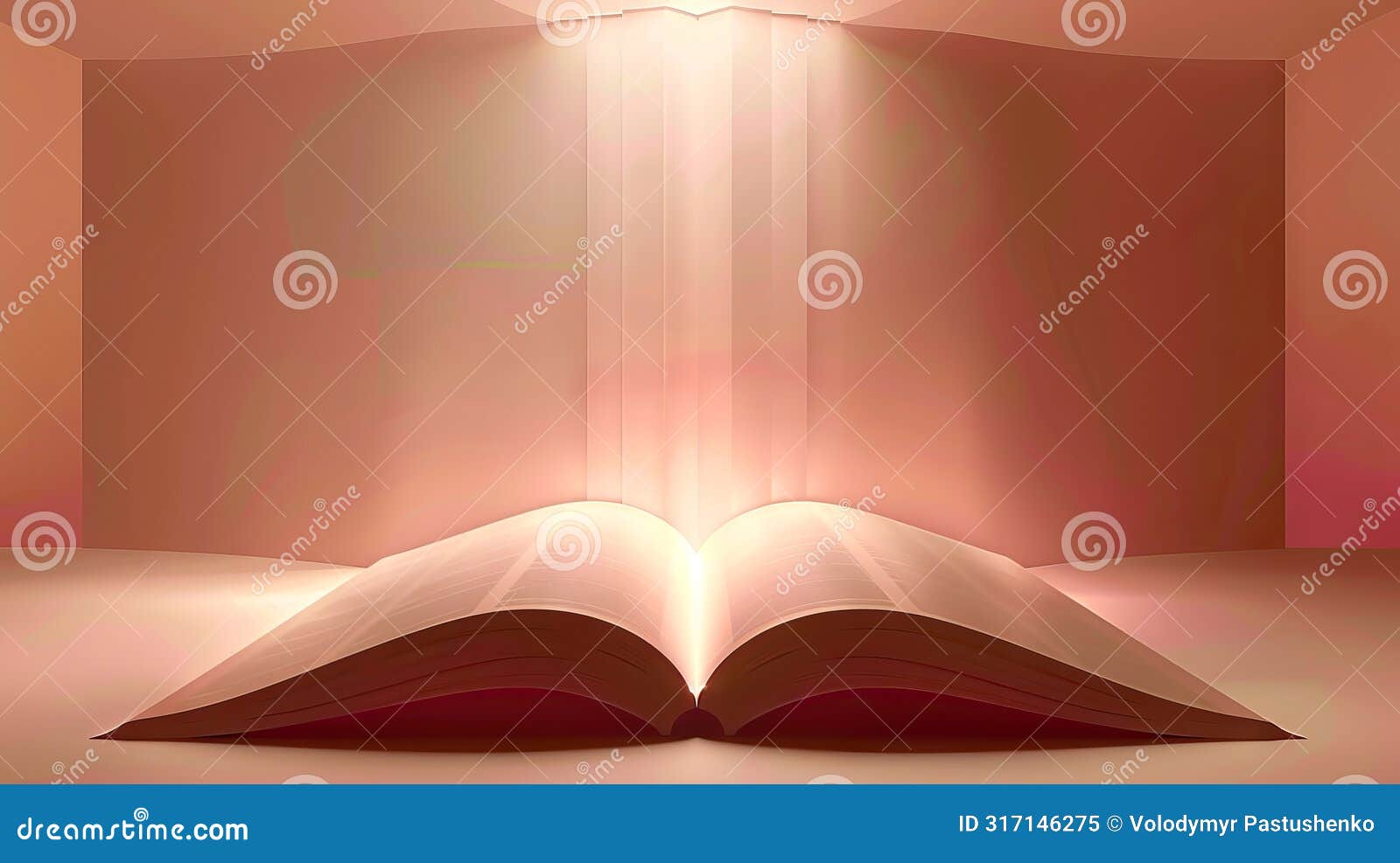 An Open Book with a Light Coming through it Stock Image - Image of wall ...