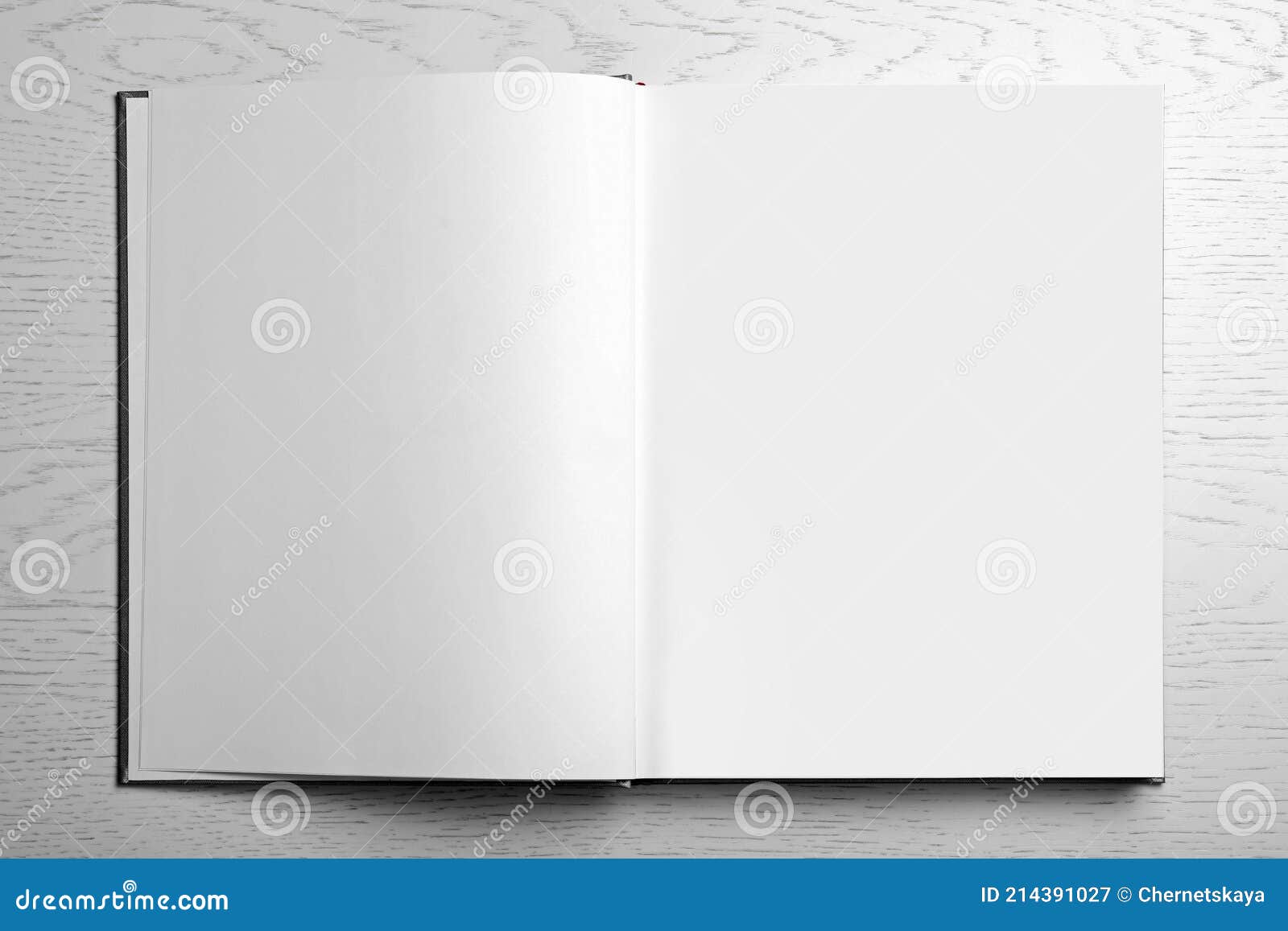 Open Book on Light Grey Table, Top View. Space for Text Stock Image ...