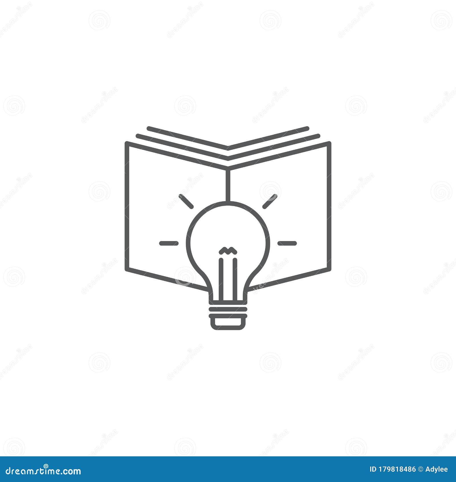 Open Book With Lightbulb Vector Icon Symbol Isolated On White ...