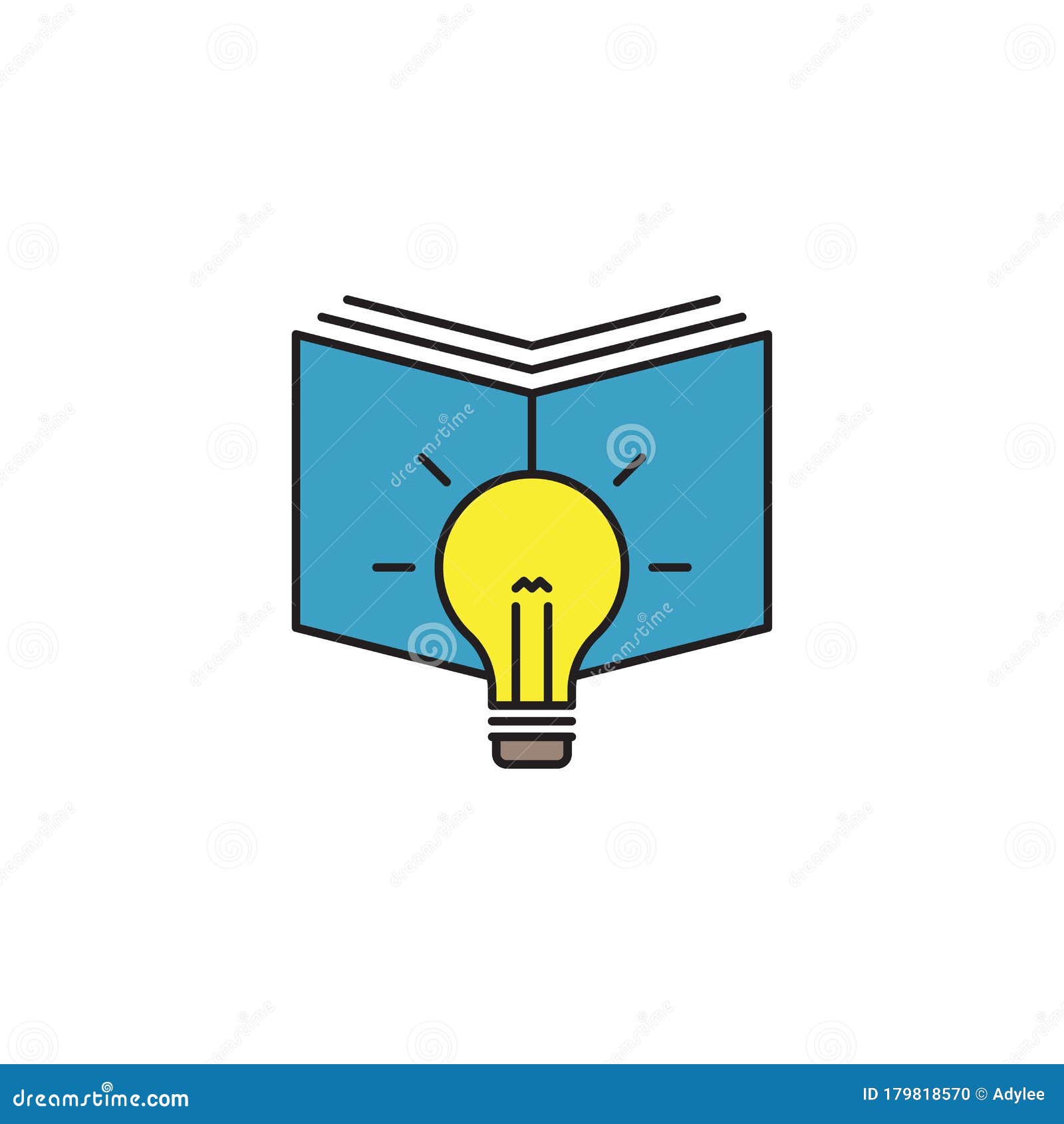 Open Book with Lightbulb Vector Icon Symbol Isolated on White ...