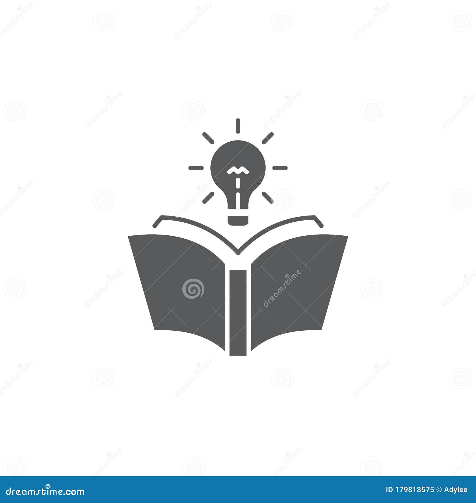 Open Book with Lightbulb Vector Icon Symbol Isolated on White ...