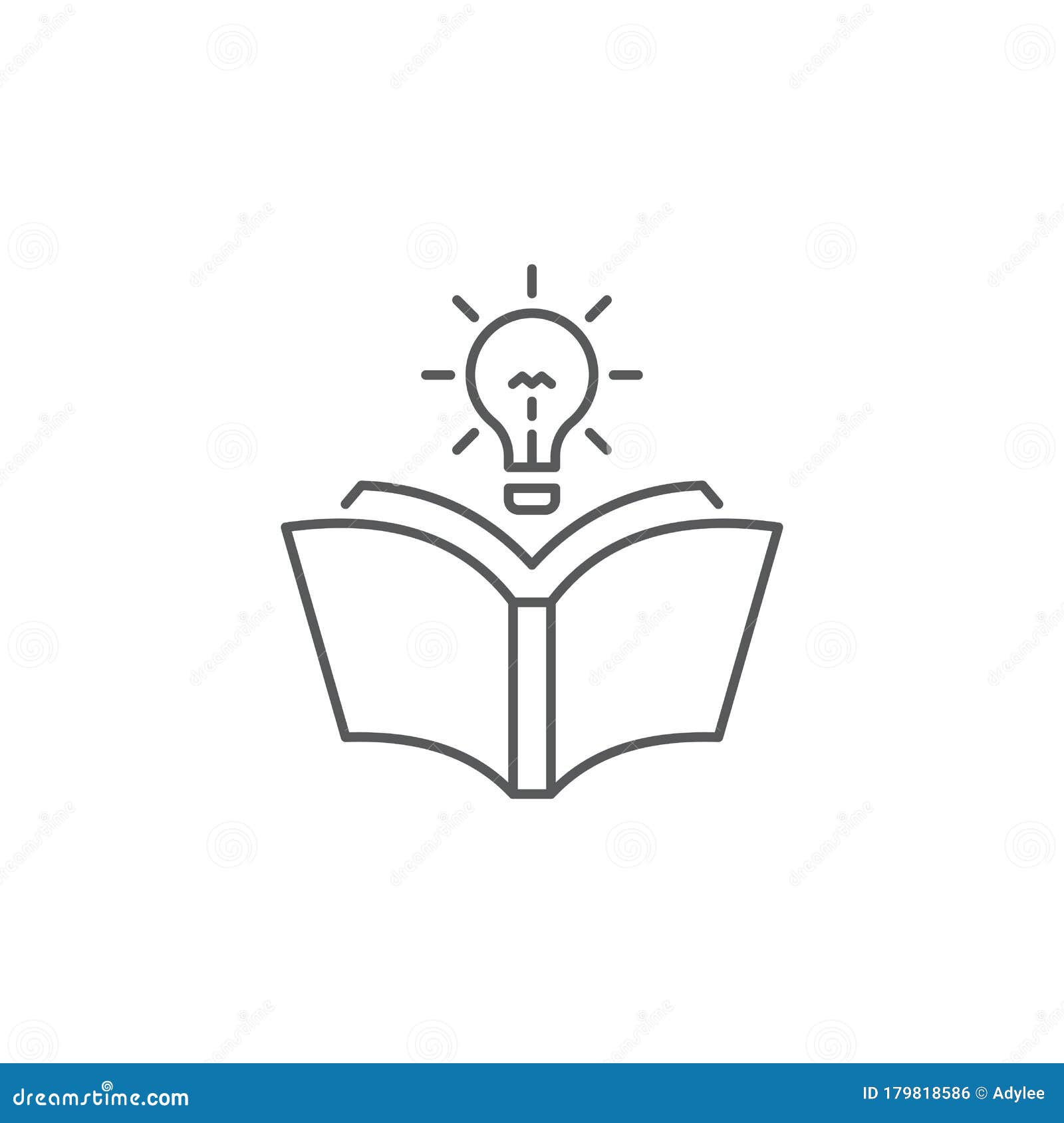 Open Book with Lightbulb Vector Icon Symbol Isolated on White ...