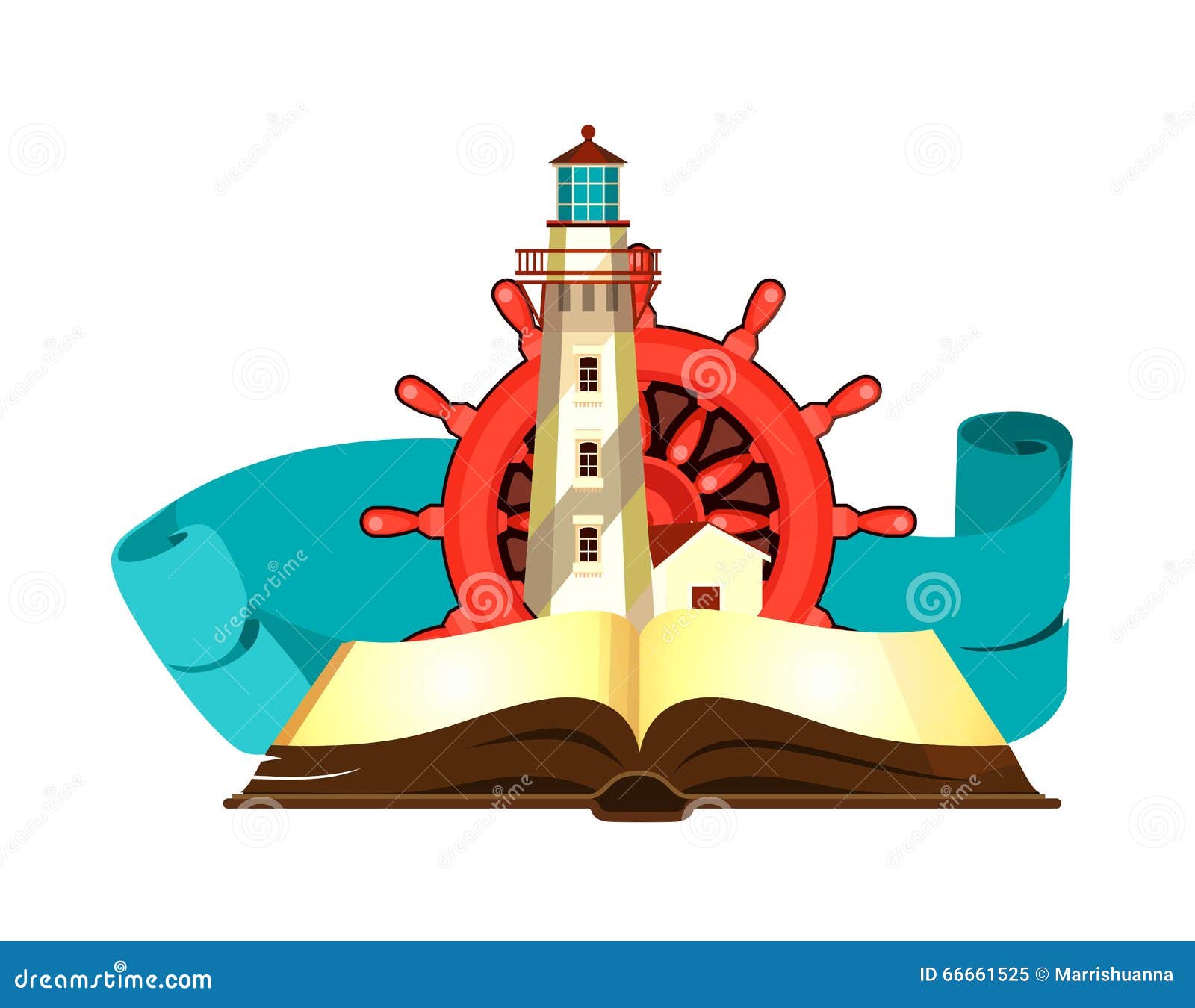 Open Book with a Lighthouse Stock Vector - Illustration of intellectual ...