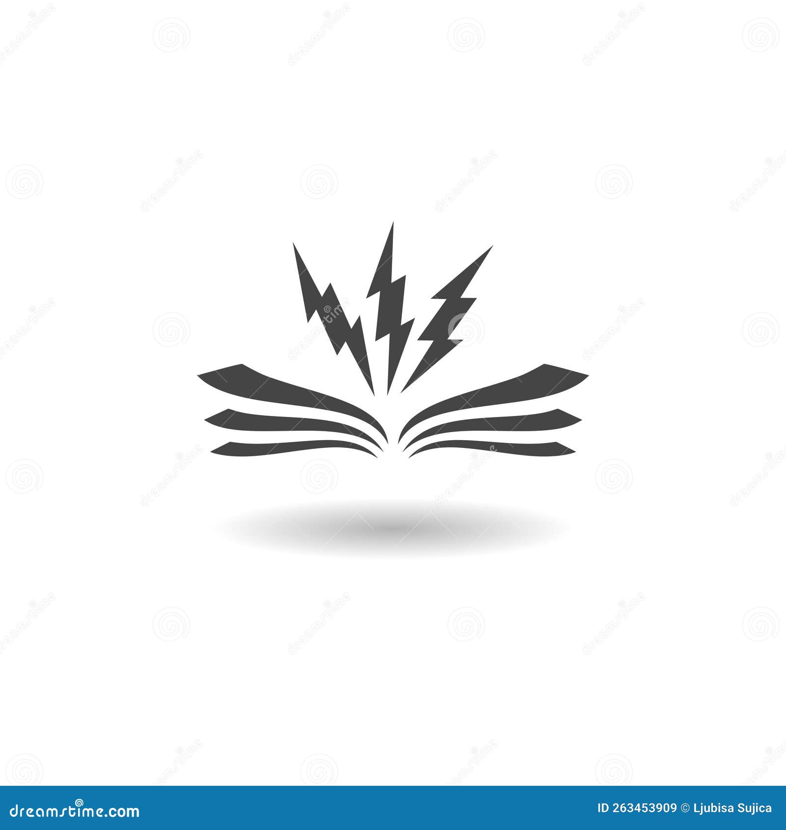 Open Book with Lightning Bolt Icon with Shadow Stock Vector ...