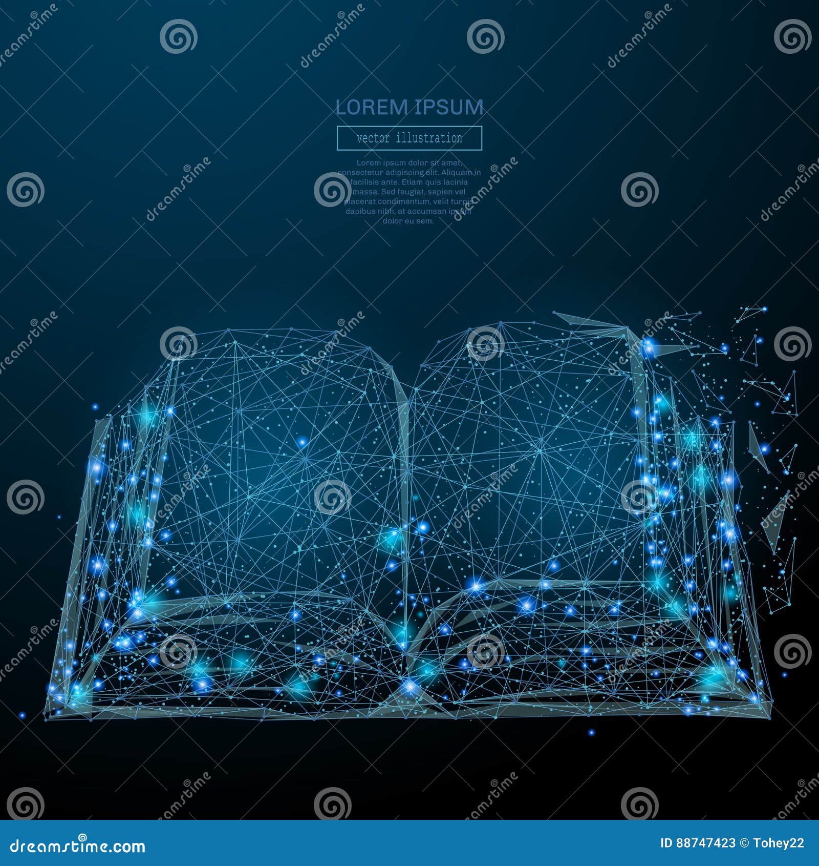 Open book low poly blue stock vector. Illustration of connect - 88747423