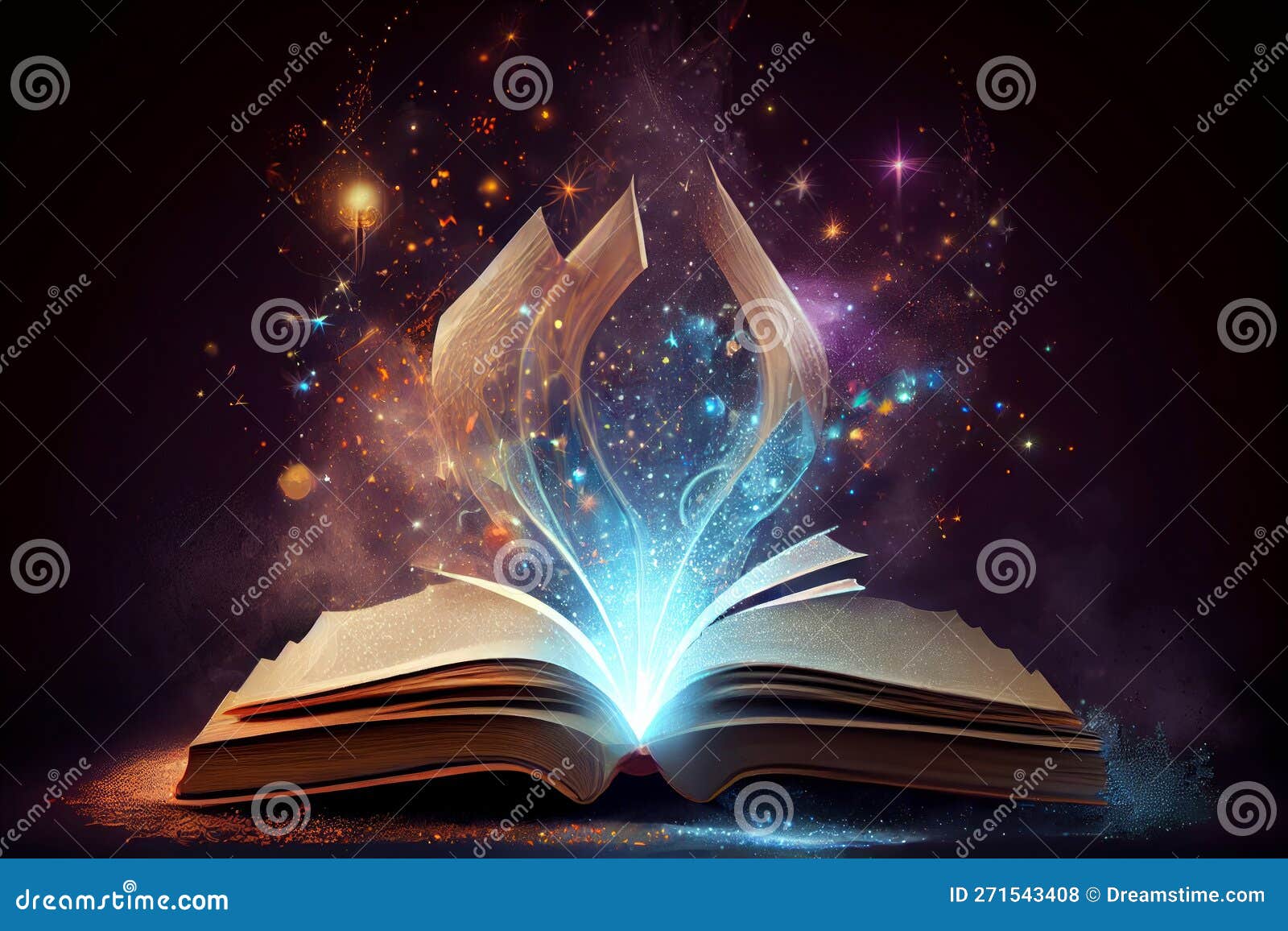 Open Book with Magic Flying Butterflies and Firework. Generative AI ...