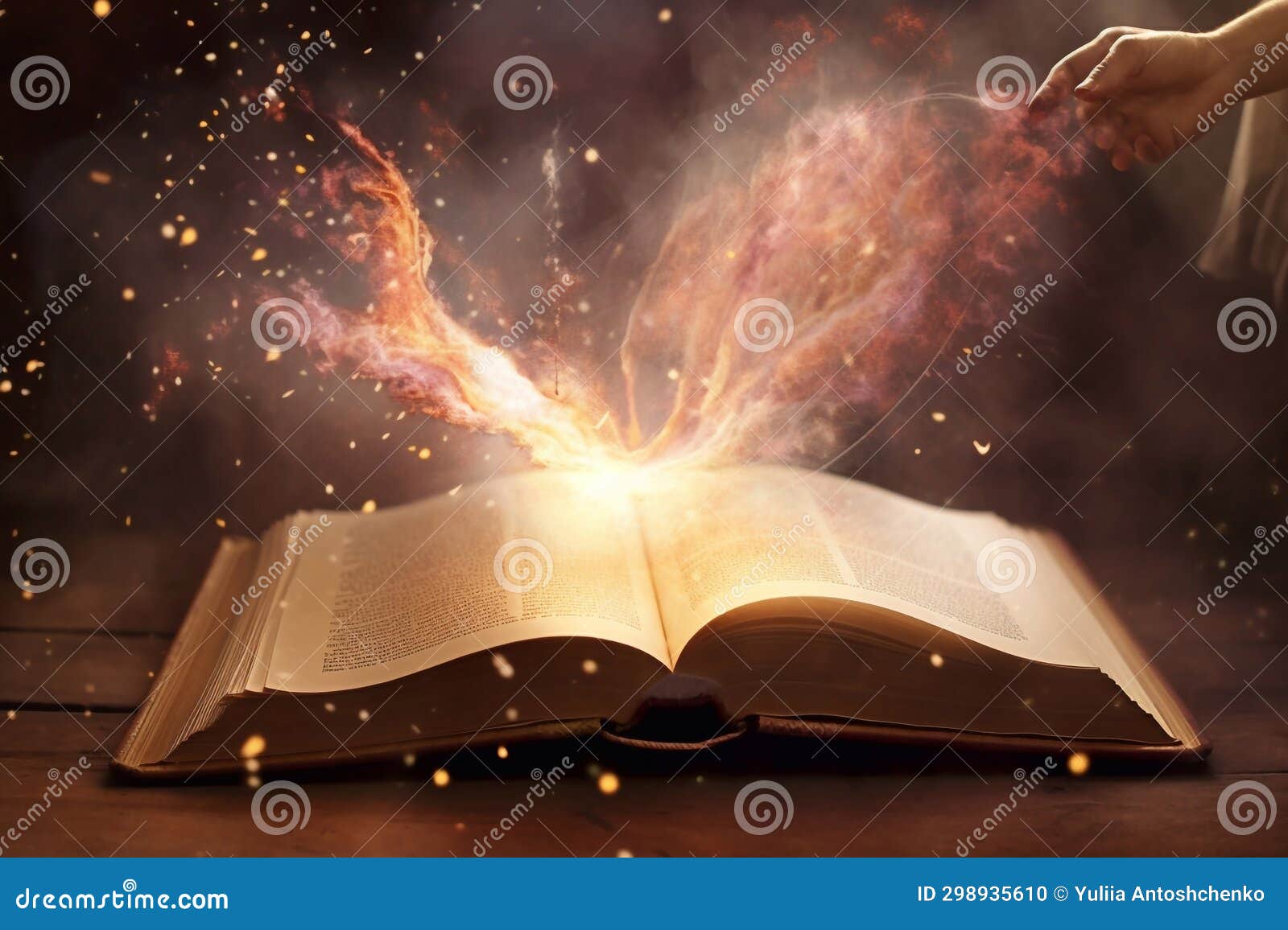 Open Book with Magic Light. Stock Illustration - Illustration of open ...