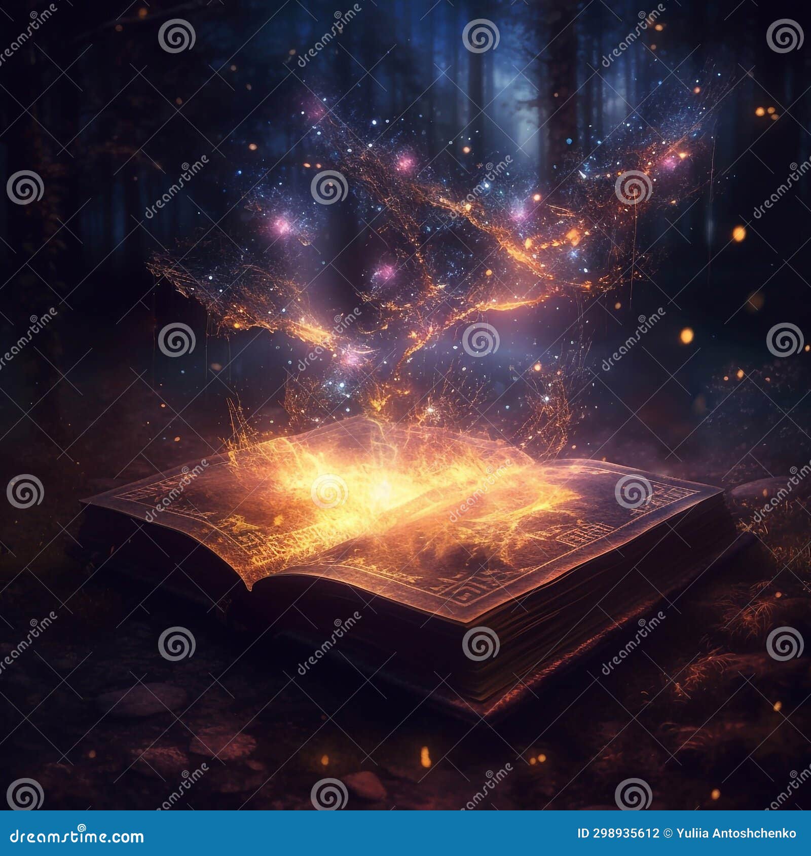 Open Book with Magic Light. Stock Illustration - Illustration of ...