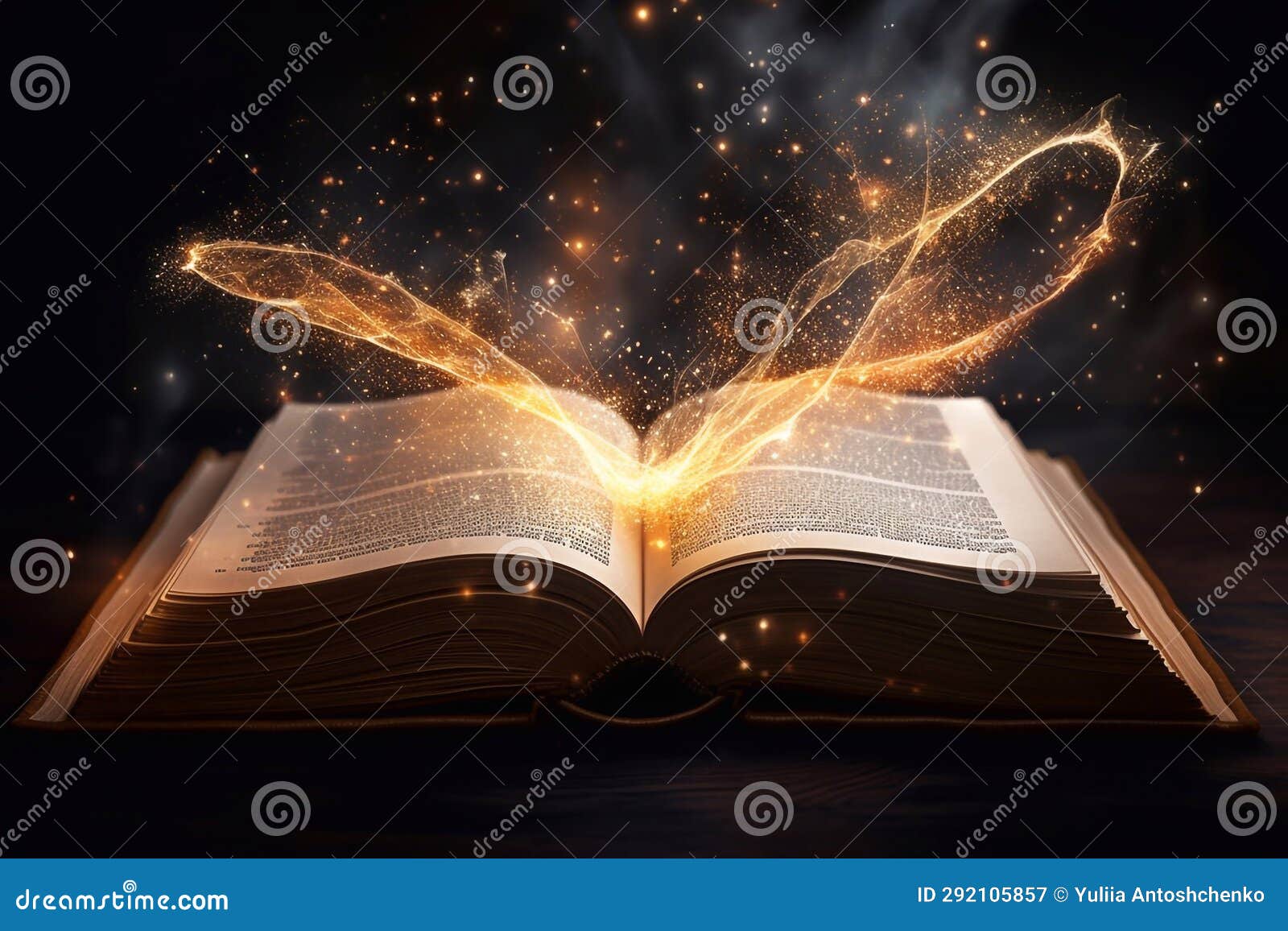 Open Book with Magic Light. Stock Illustration - Illustration of ...