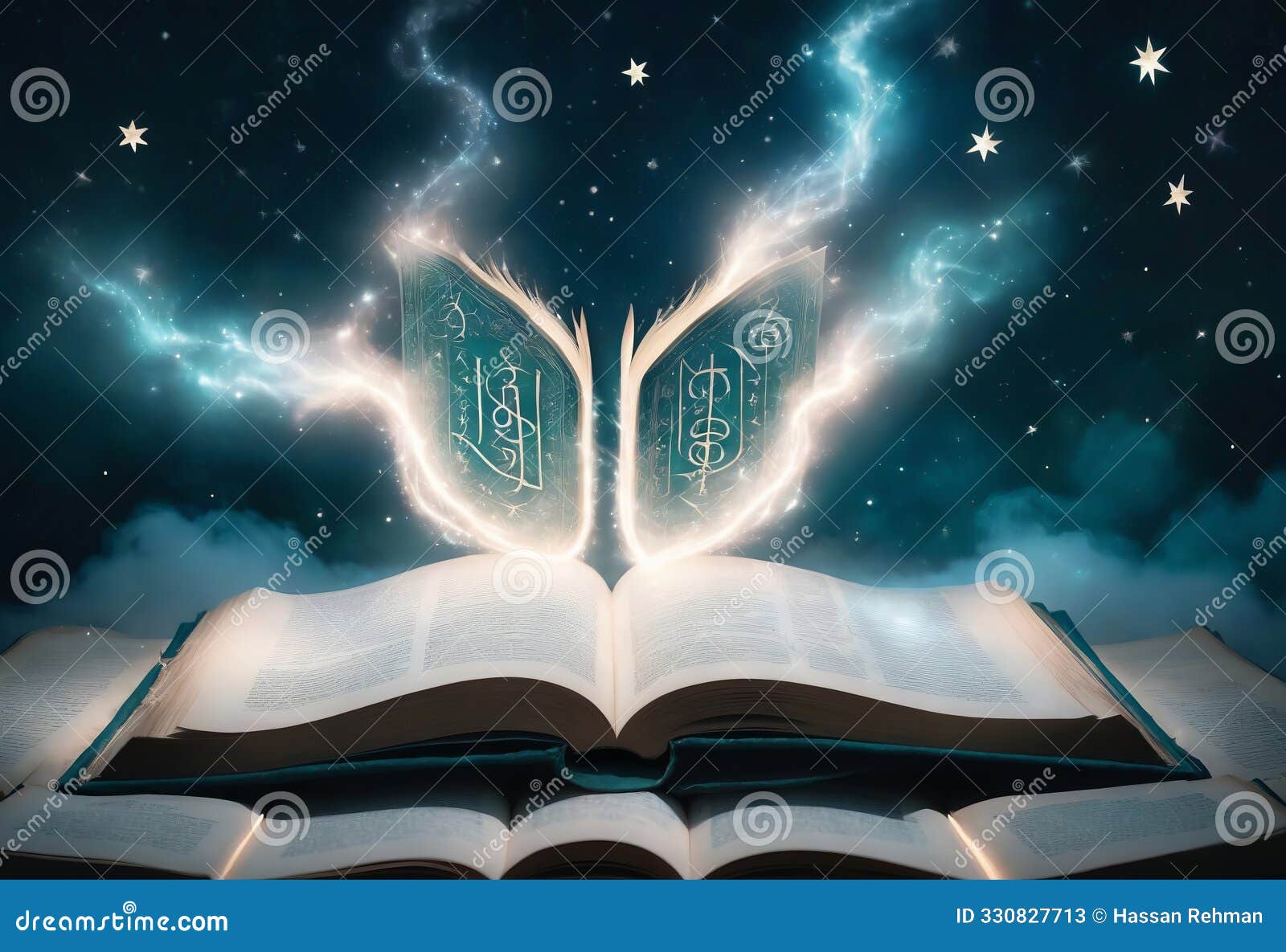 An Open Book with a Magical Fantasy Stock Illustration - Illustration ...
