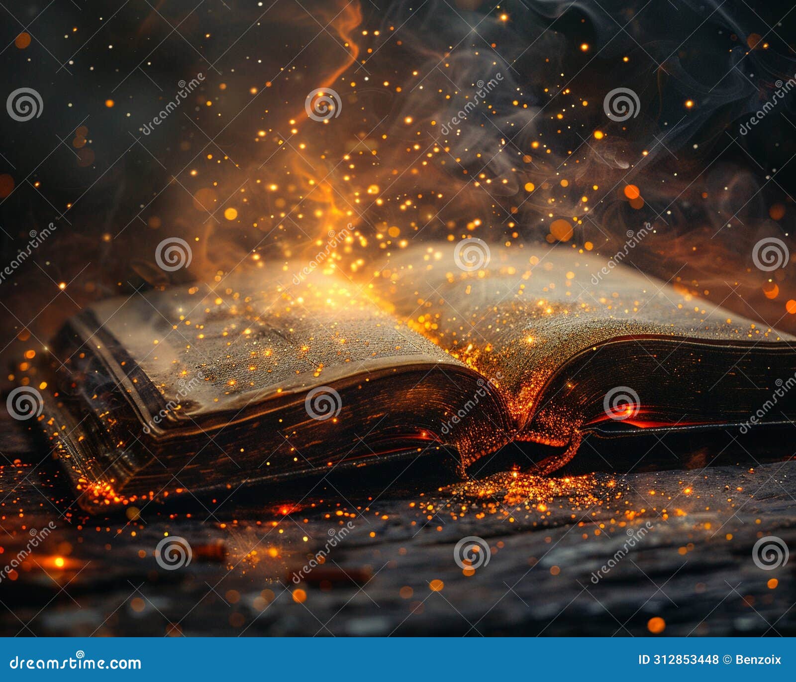 Open Book with Magical Sparkles Stock Photo - Image of imagination ...
